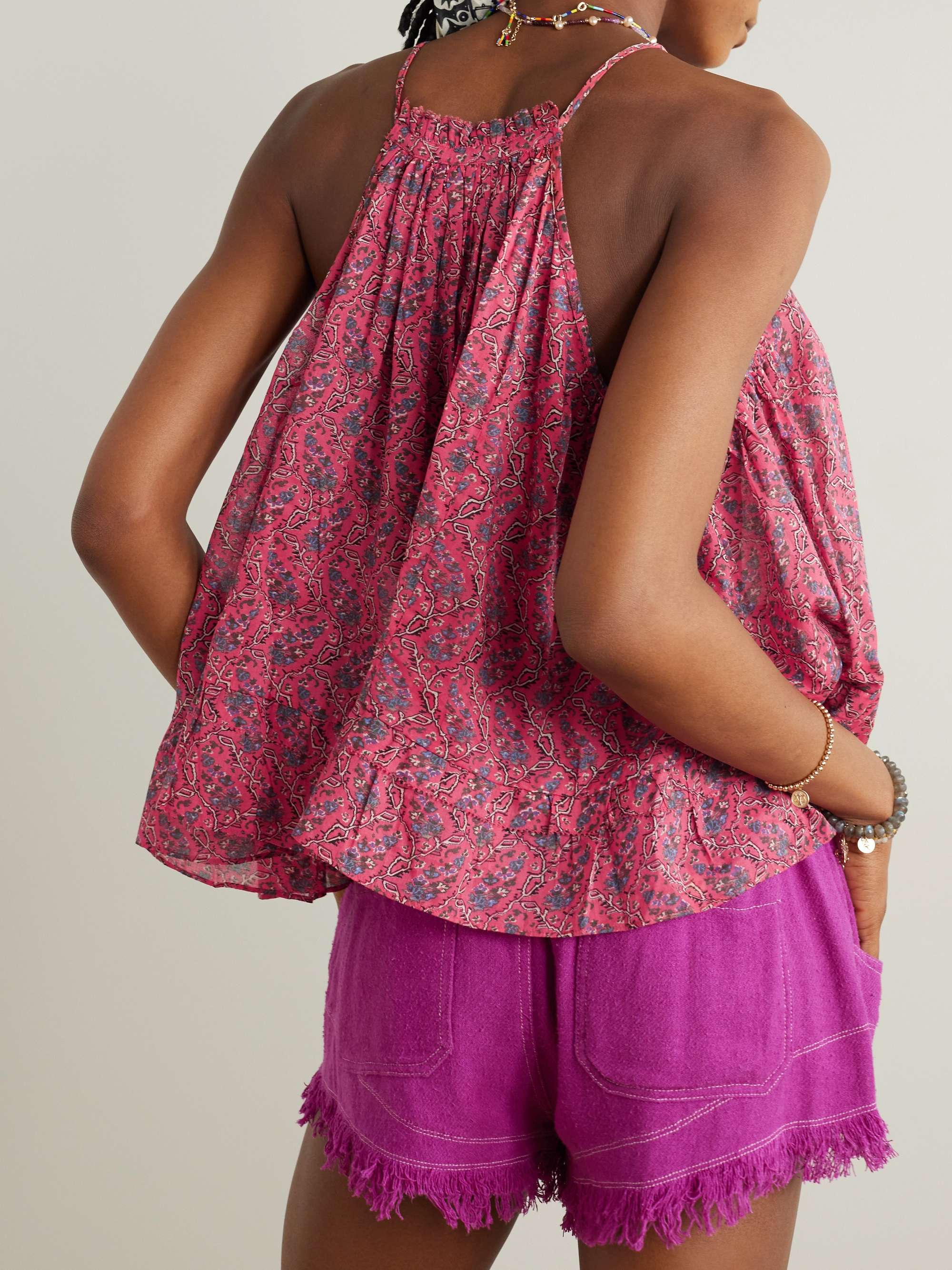 MARANT ÉTOILE Fabino tie-detailed ruffled printed cotton-voile blouse ...