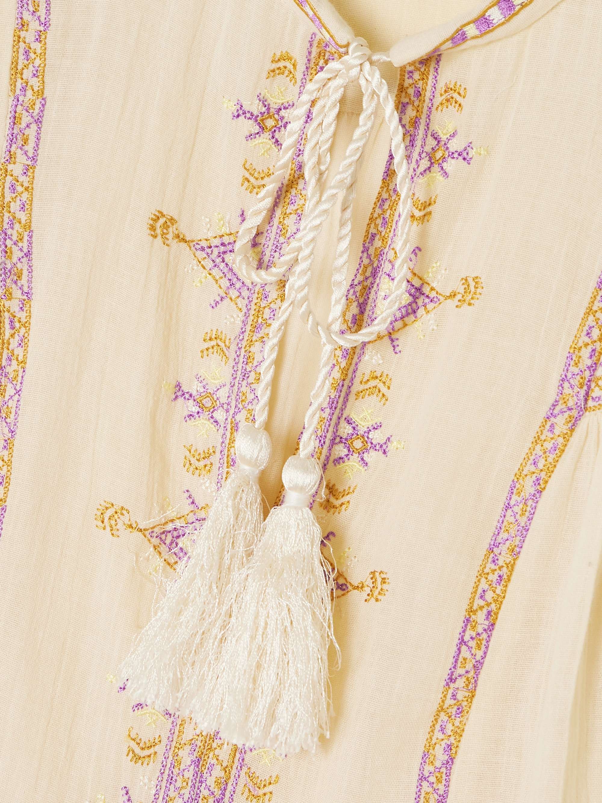 MARANT ÉTOILE Sileka tie-detailed embroidered cotton-gauze blouse | NET ...