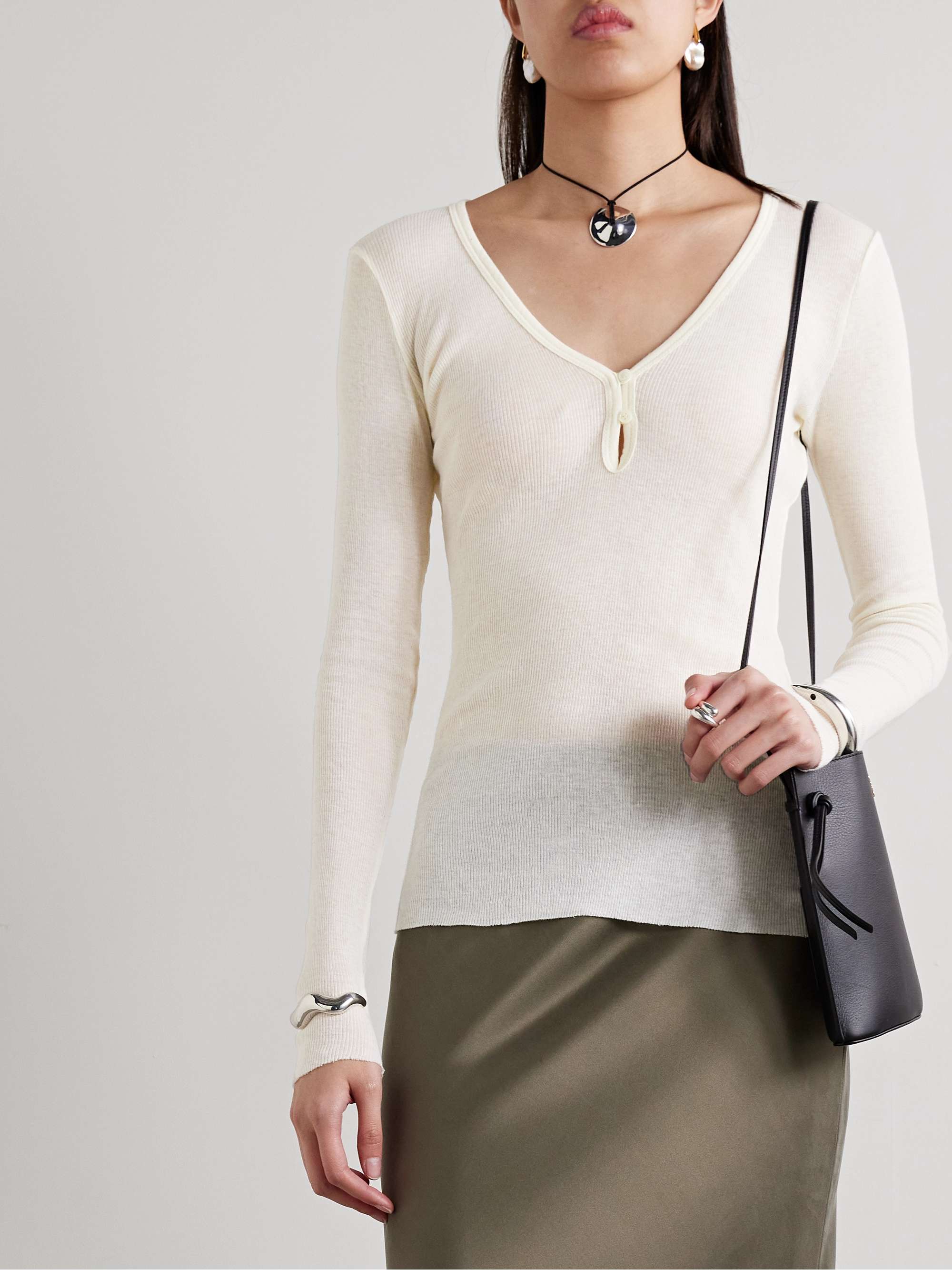 JAMES PERSE Ribbed cotton and cashmere-blend top | NET-A-PORTER
