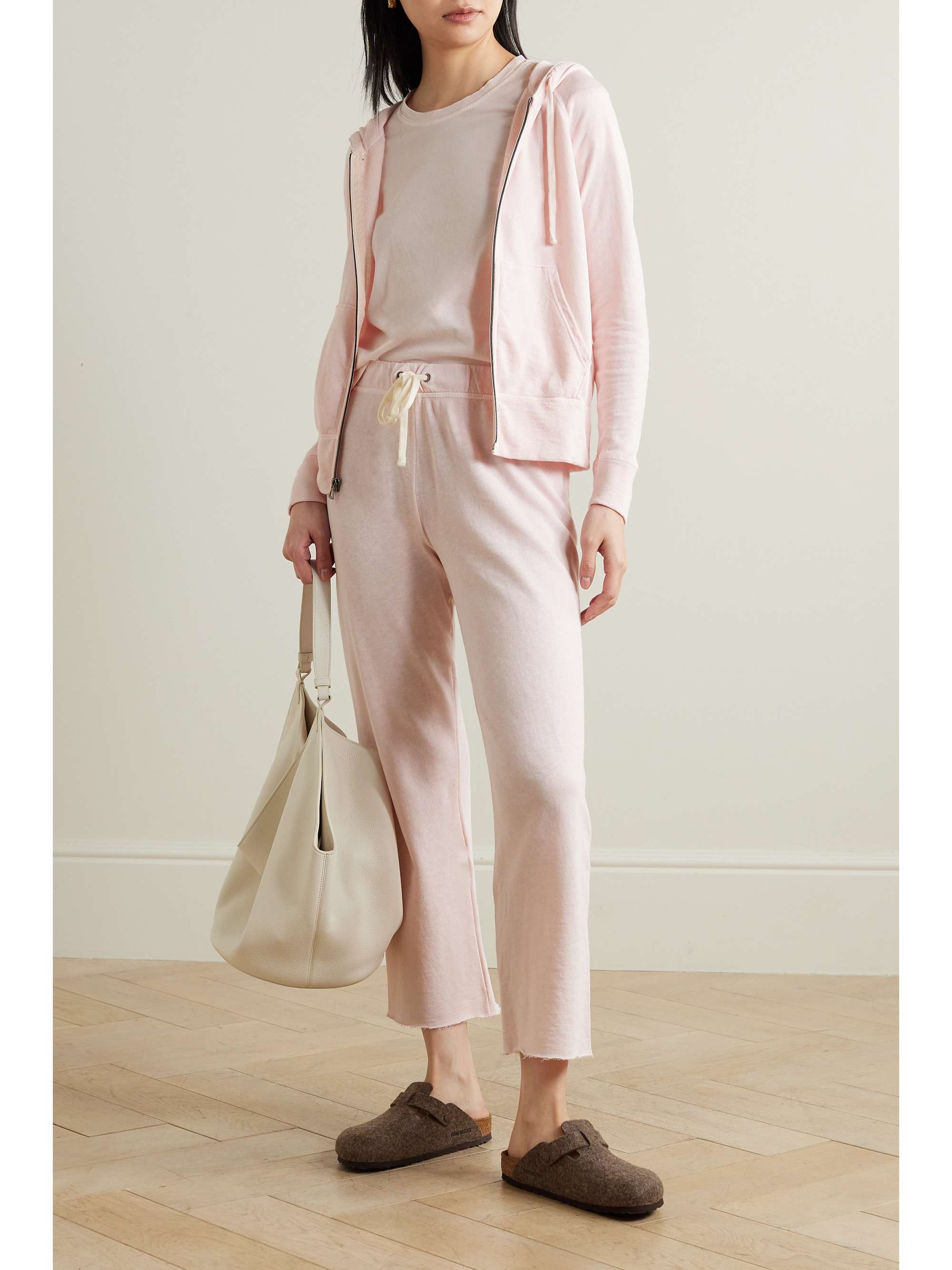 JAMES PERSE Cropped Supima cotton-terry track pants | NET-A-PORTER