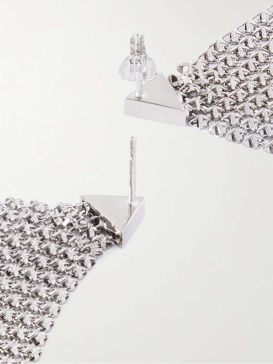 RABANNE Pixel Flow silver-tone earrings | NET-A-PORTER