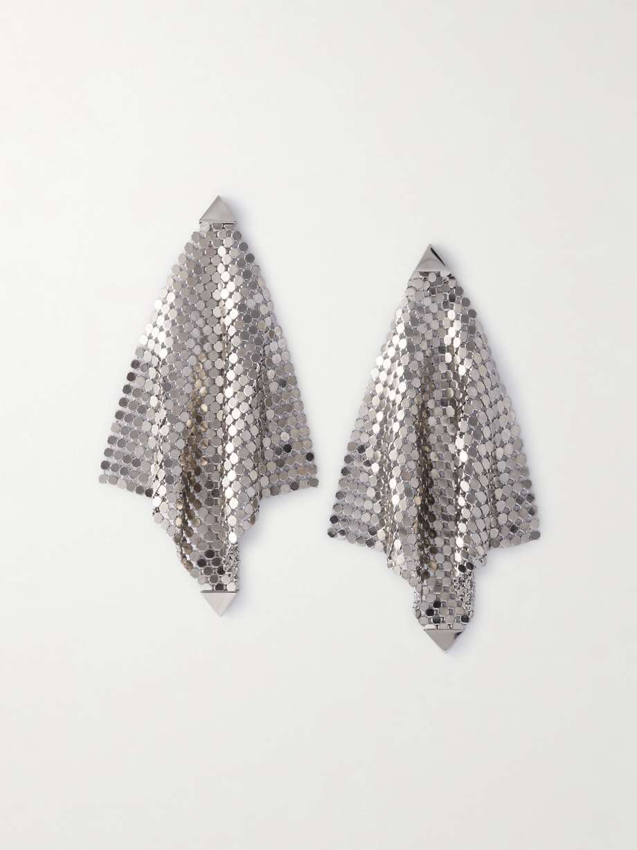 RABANNE Pixel Flow silver-tone earrings | NET-A-PORTER