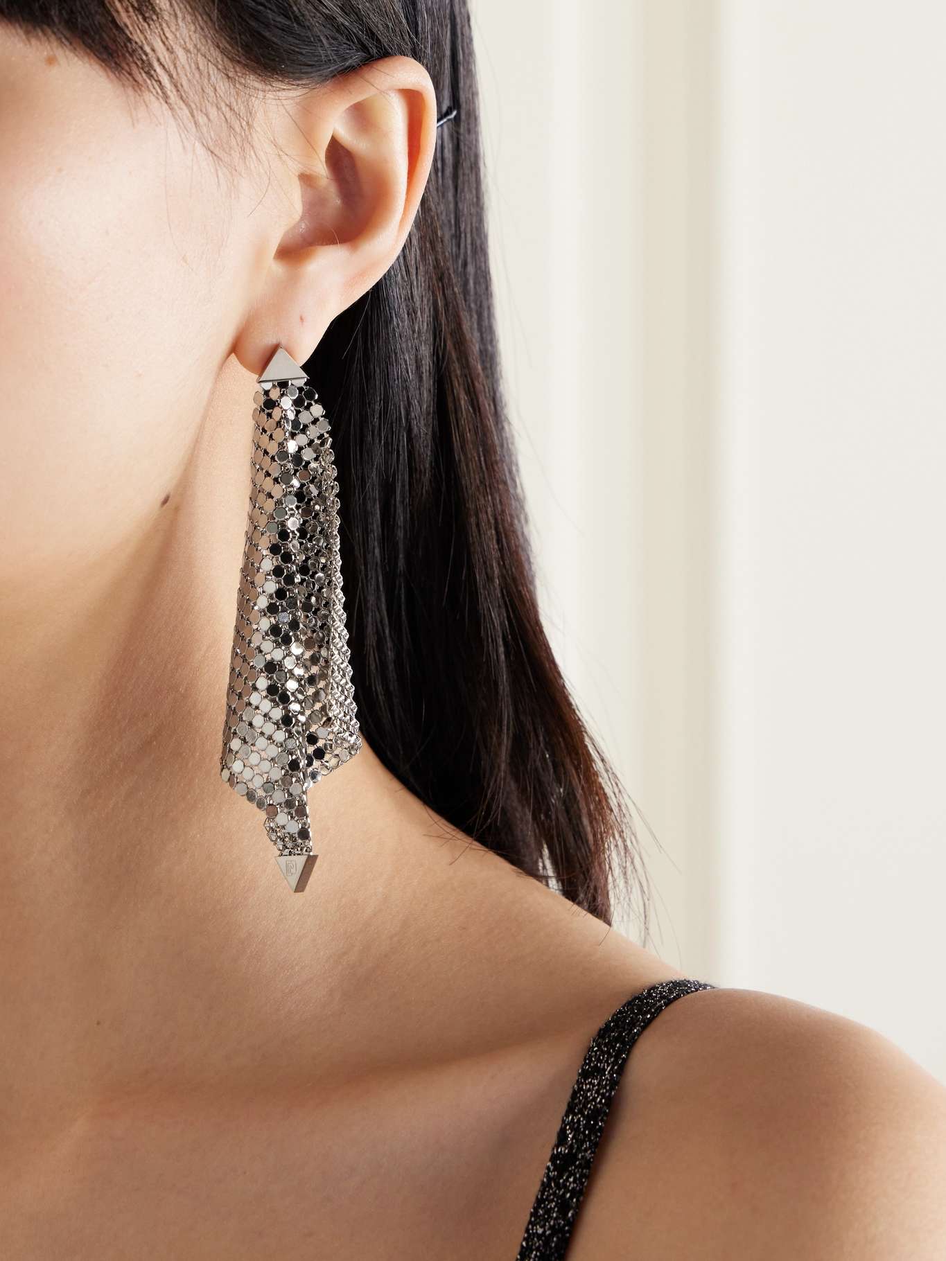 RABANNE Pixel Flow silver-tone earrings | NET-A-PORTER