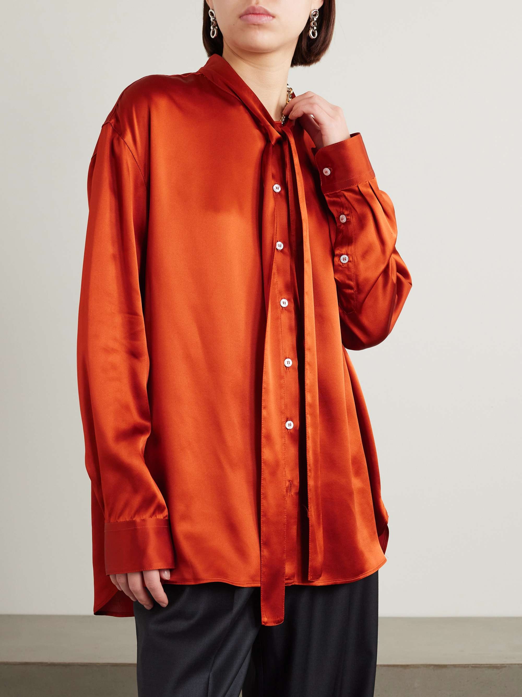 BEARE PARK Oversized pussy-bow silk-satin blouse | NET-A-PORTER