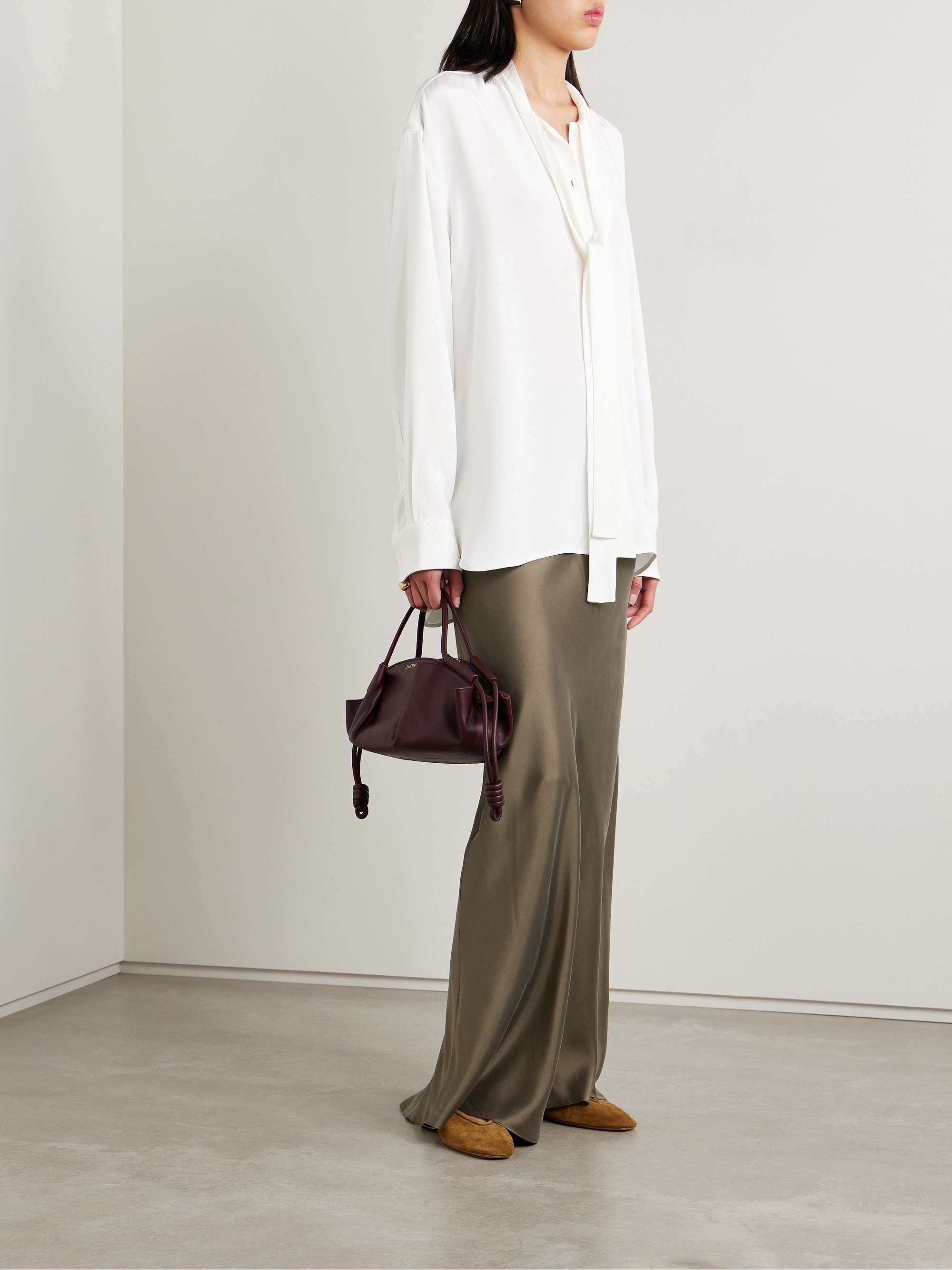 BEARE PARK Oversized tie-neck silk-crepe blouse | NET-A-PORTER