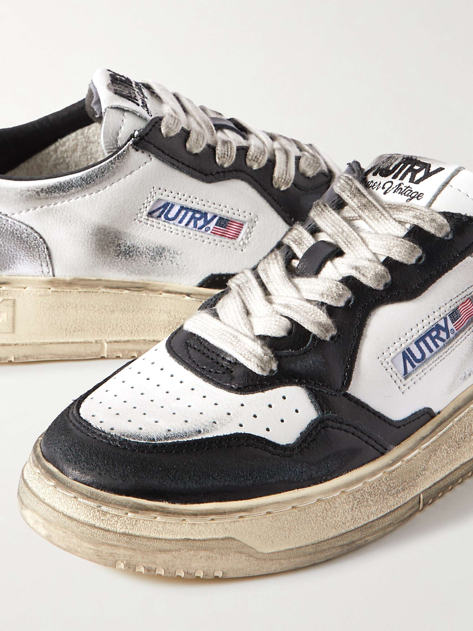 AUTRY Super Vintage distressed leather sneakers | NET-A-PORTER