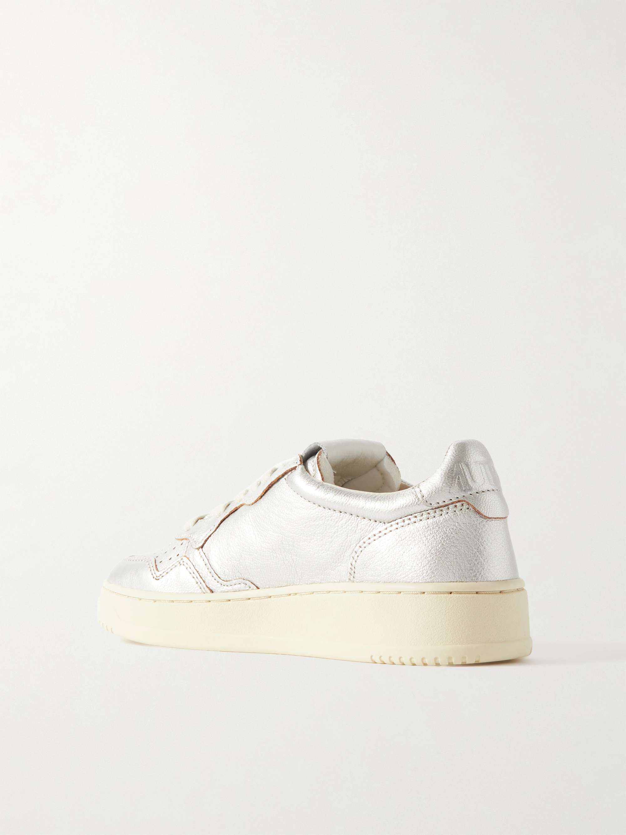 AUTRY Medalist Low metallic textured-leather sneakers | NET-A-PORTER