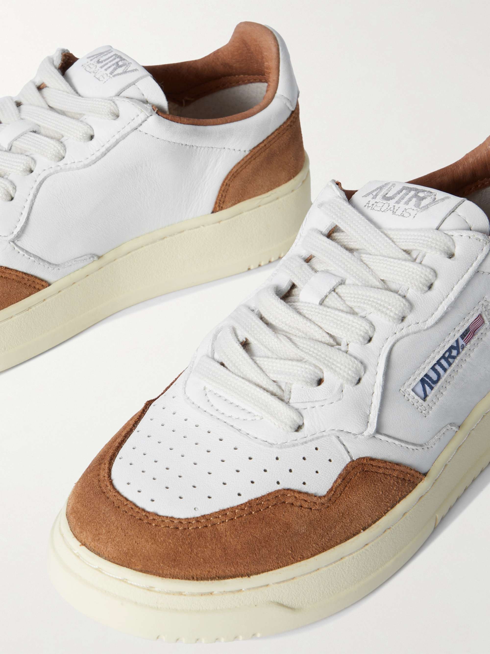AUTRY Medalist Low suede-trimmed leather sneakers | NET-A-PORTER