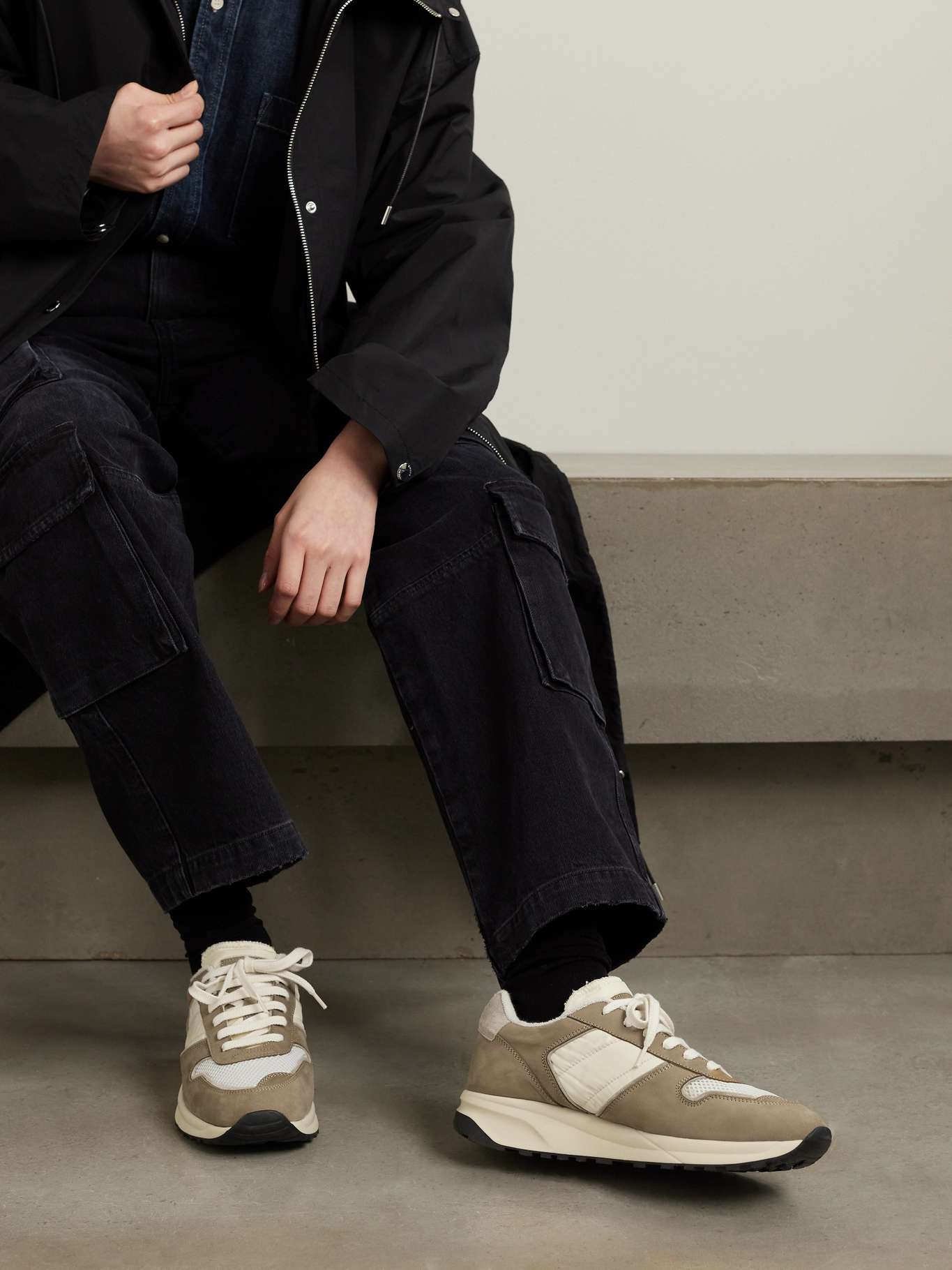 COMMON PROJECTS Track suede, shell and mesh sneakers | NET-A-PORTER