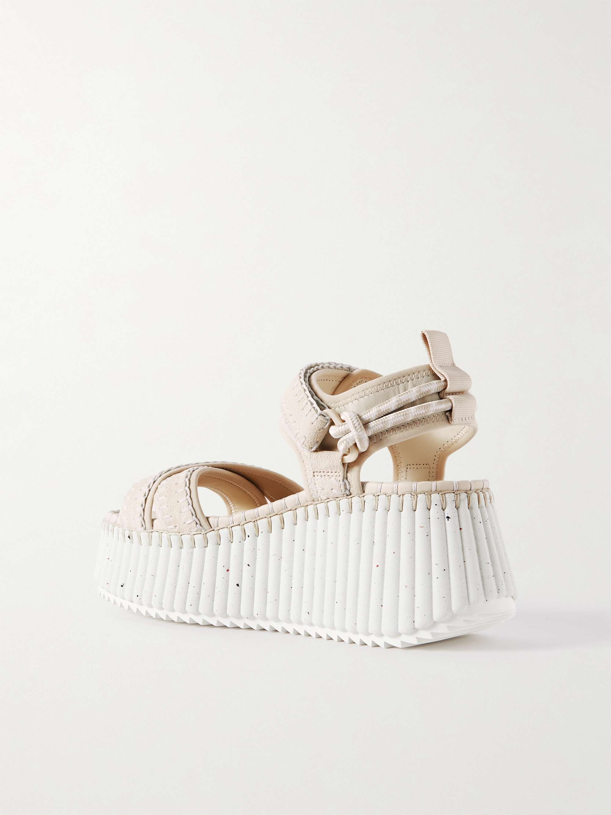CHLOÉ + NET SUSTAIN Nama suede and leather platform sandals | NET-A-PORTER