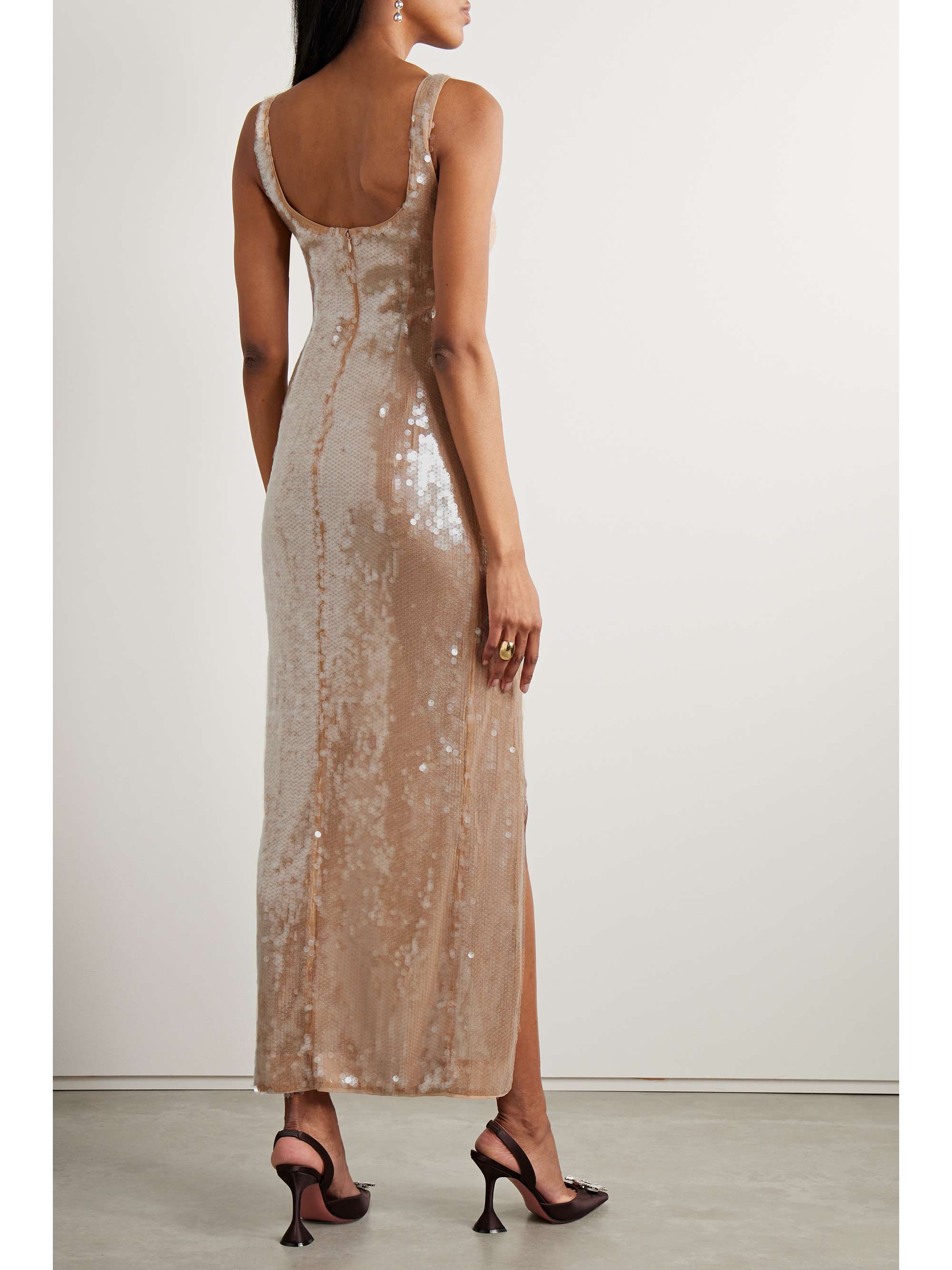 STAUD Le Sable sequined tulle maxi dress | NET-A-PORTER