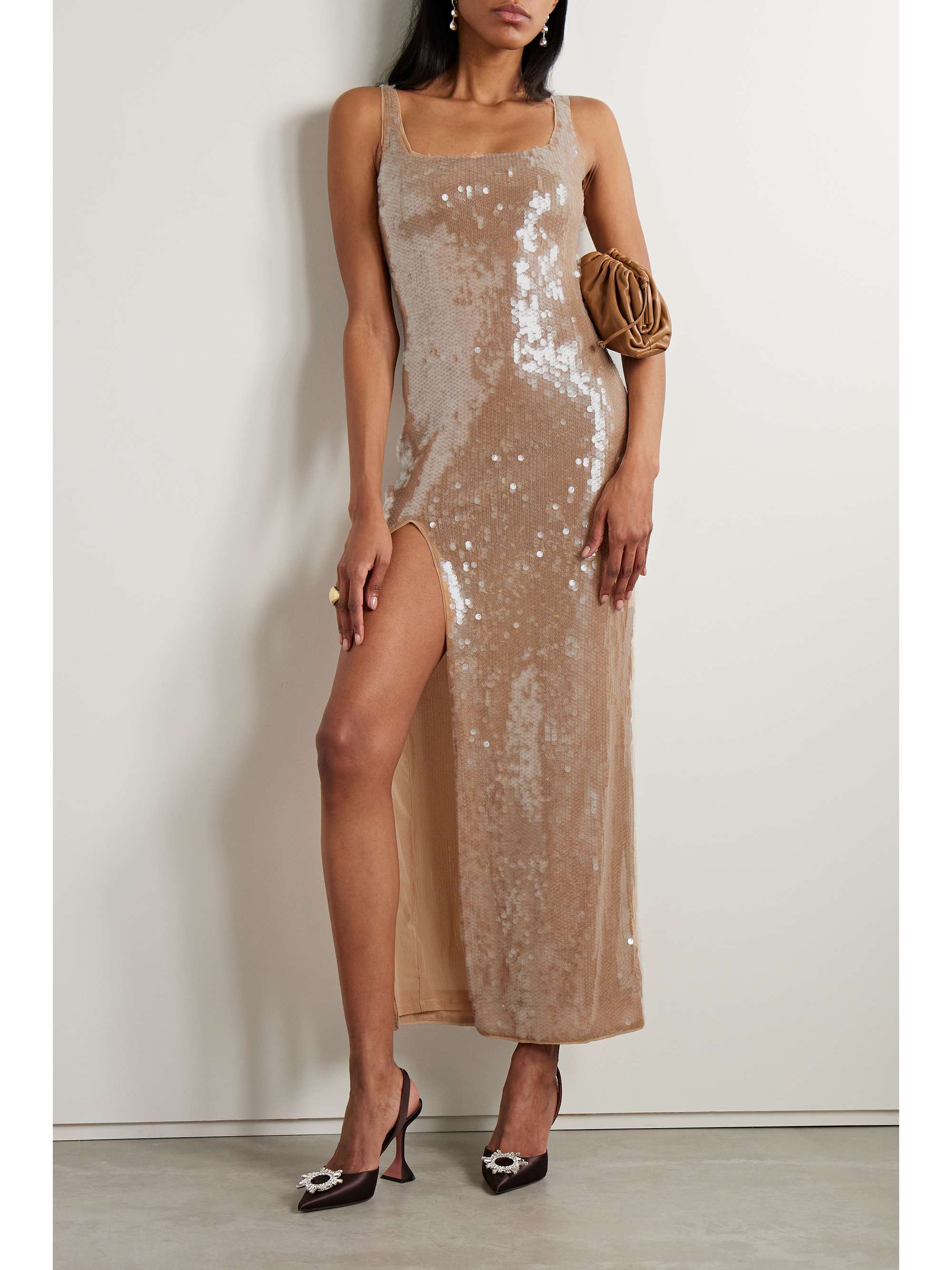STAUD Le Sable sequined tulle maxi dress | NET-A-PORTER