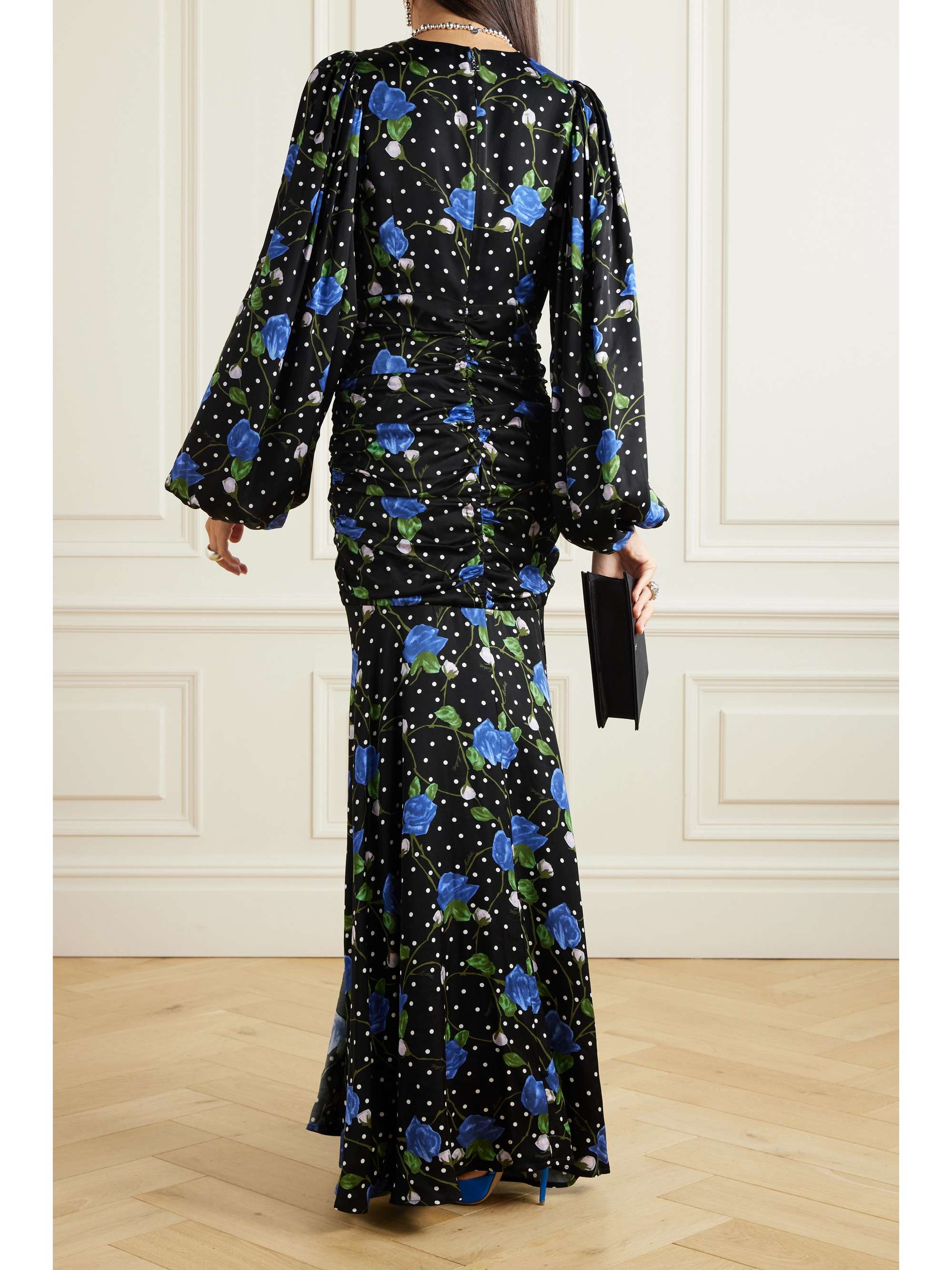 ROTATE BIRGER CHRISTENSEN Goldie ruched floral-print satin maxi dress ...