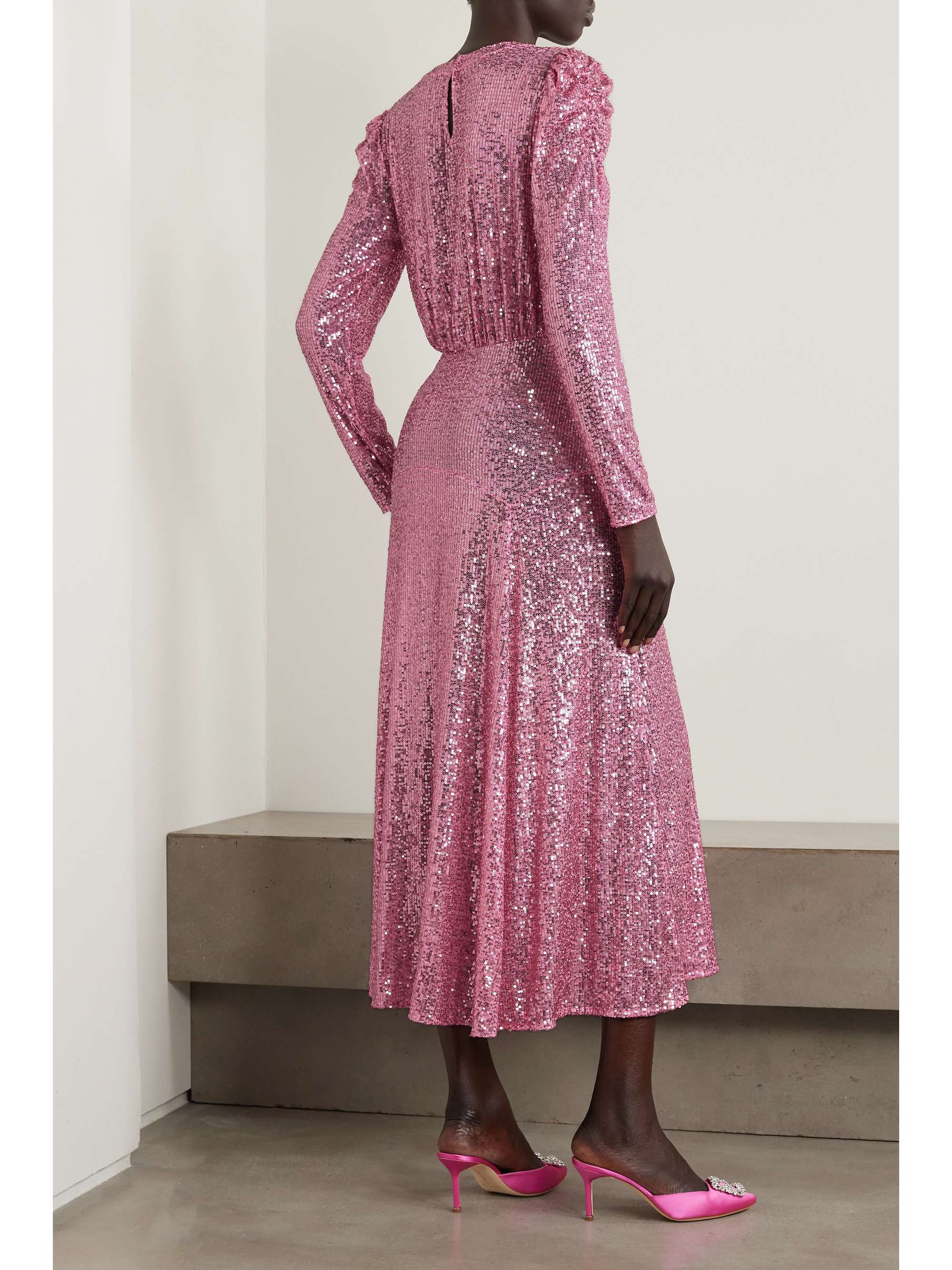 RIXO Cerise gathered sequined stretch-tulle midi dress | NET-A-PORTER