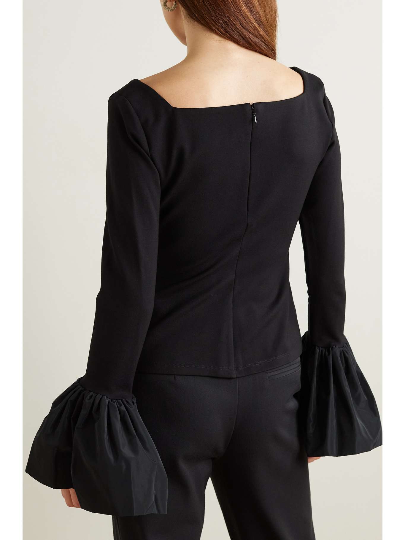 STAUD Paige taffeta-trimmed ponte top | NET-A-PORTER