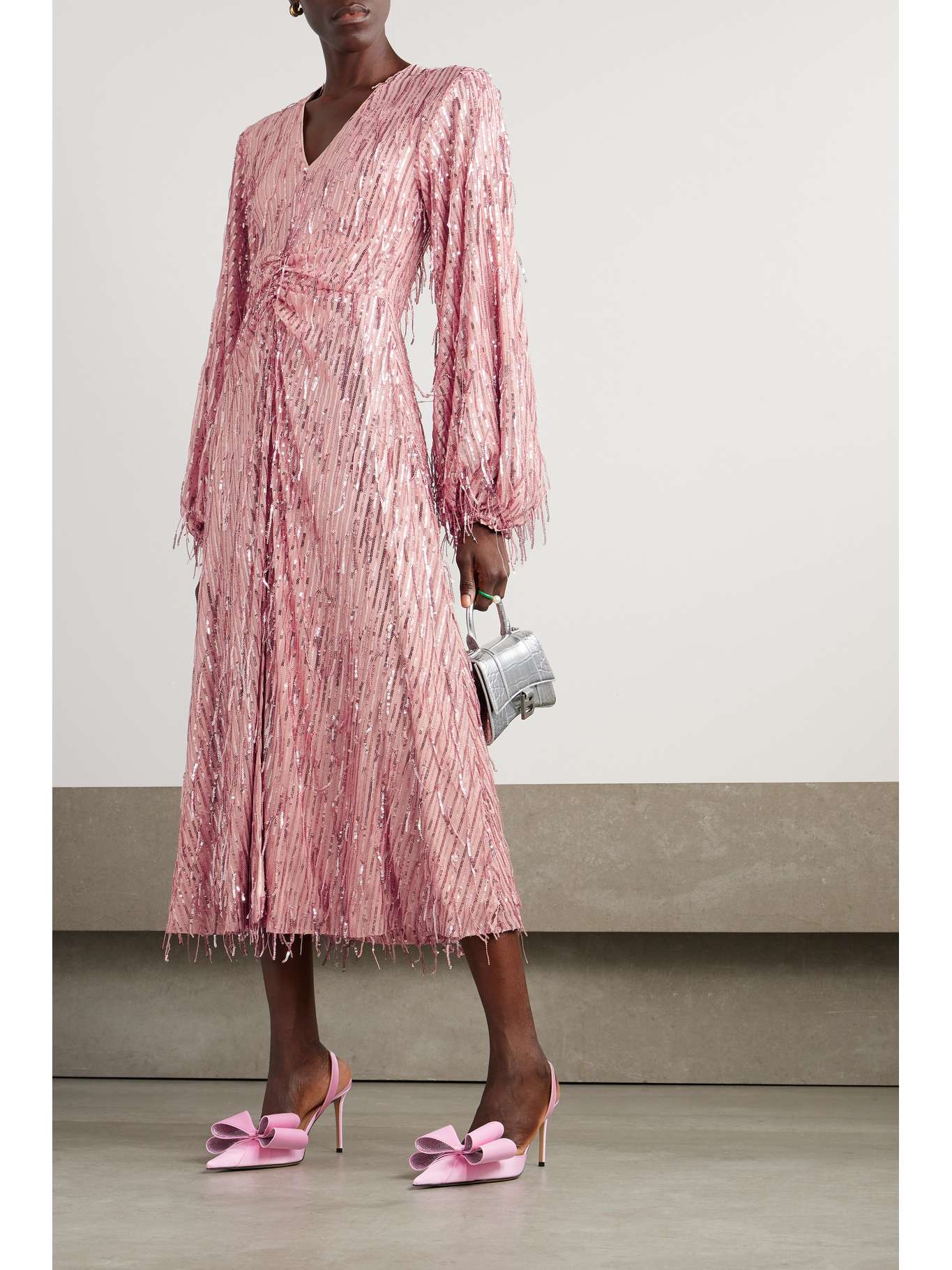 ROTATE BIRGER CHRISTENSEN Sirin sequined stretch recycled-chiffon midi dress | NET-A-PORTER