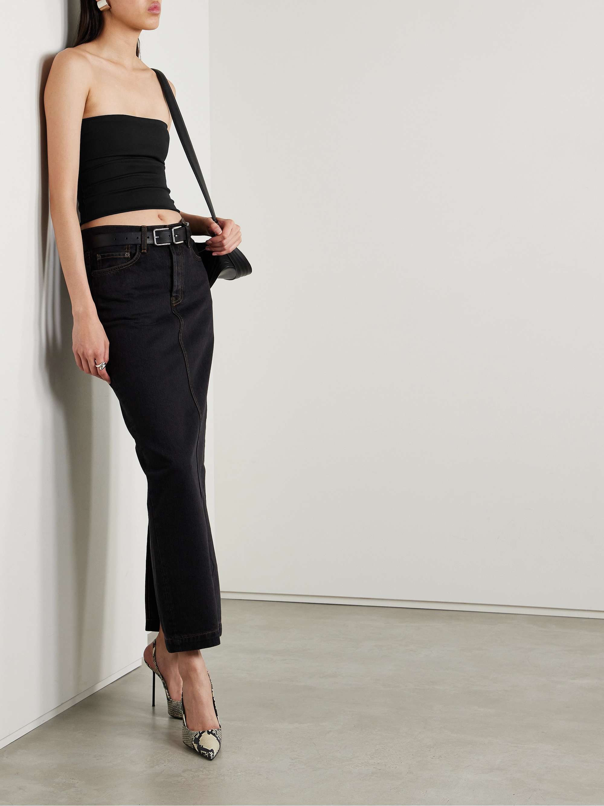 WARDROBE.NYC Strapless cropped stretch-jersey top | NET-A-PORTER