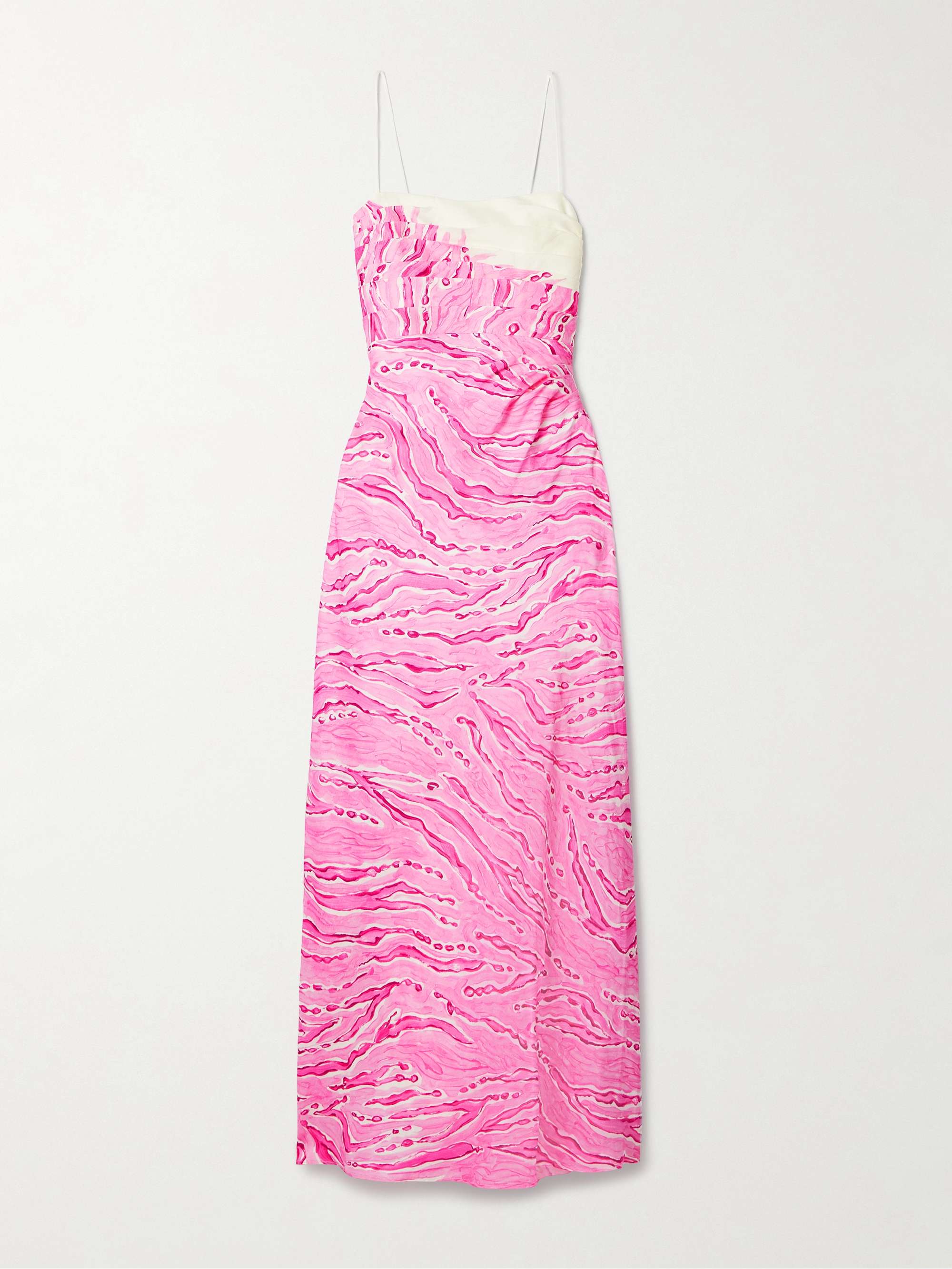 AJE. Clarice pleated printed linen-blend maxi dress | NET-A-PORTER