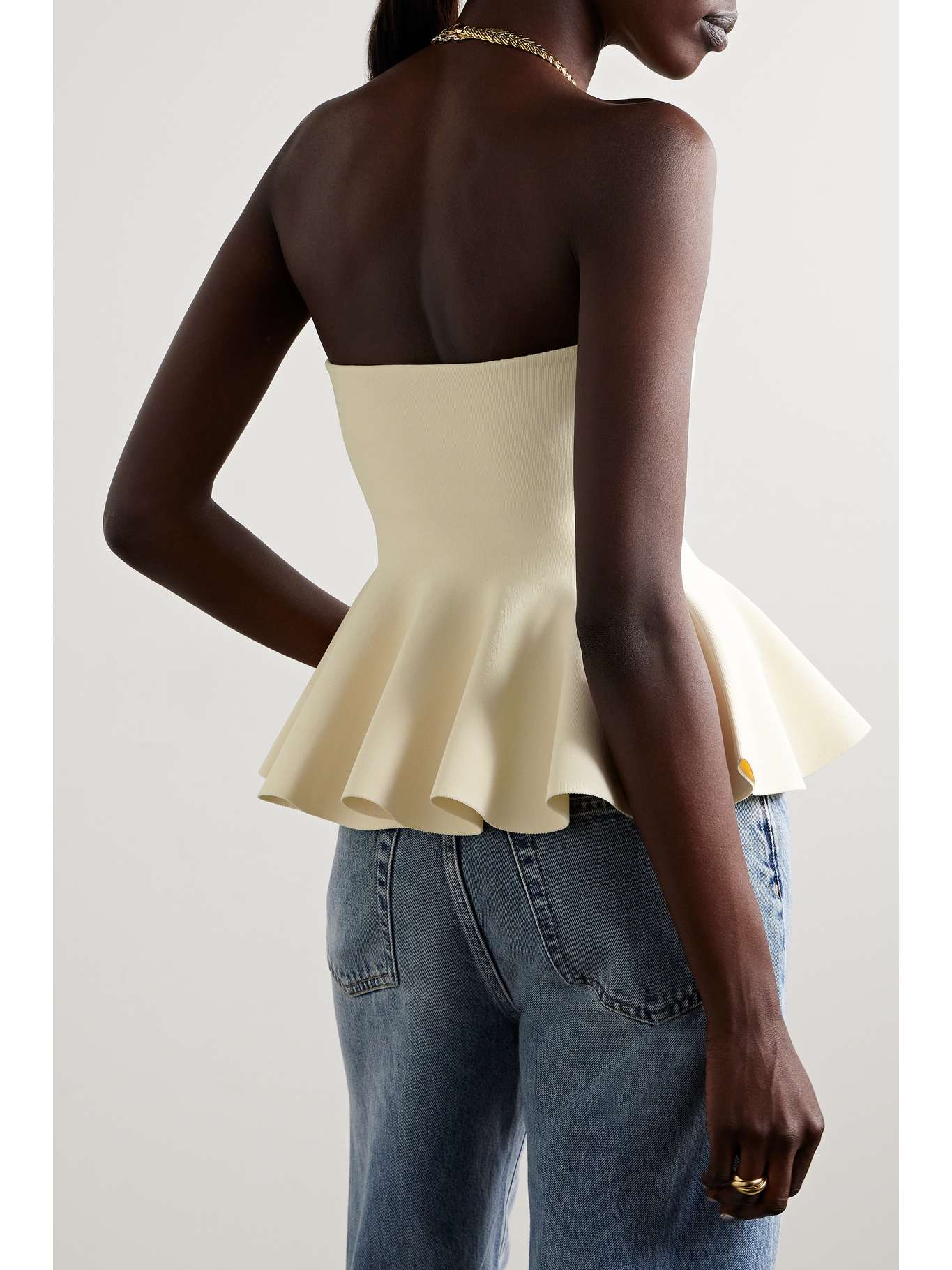 A.L.C. Eliza strapless ruffled stretch-knit top | NET-A-PORTER