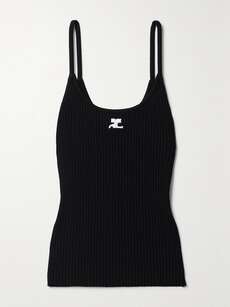 COURRÈGES Reedition appliquéd ribbed-knit tank | NET-A-PORTER