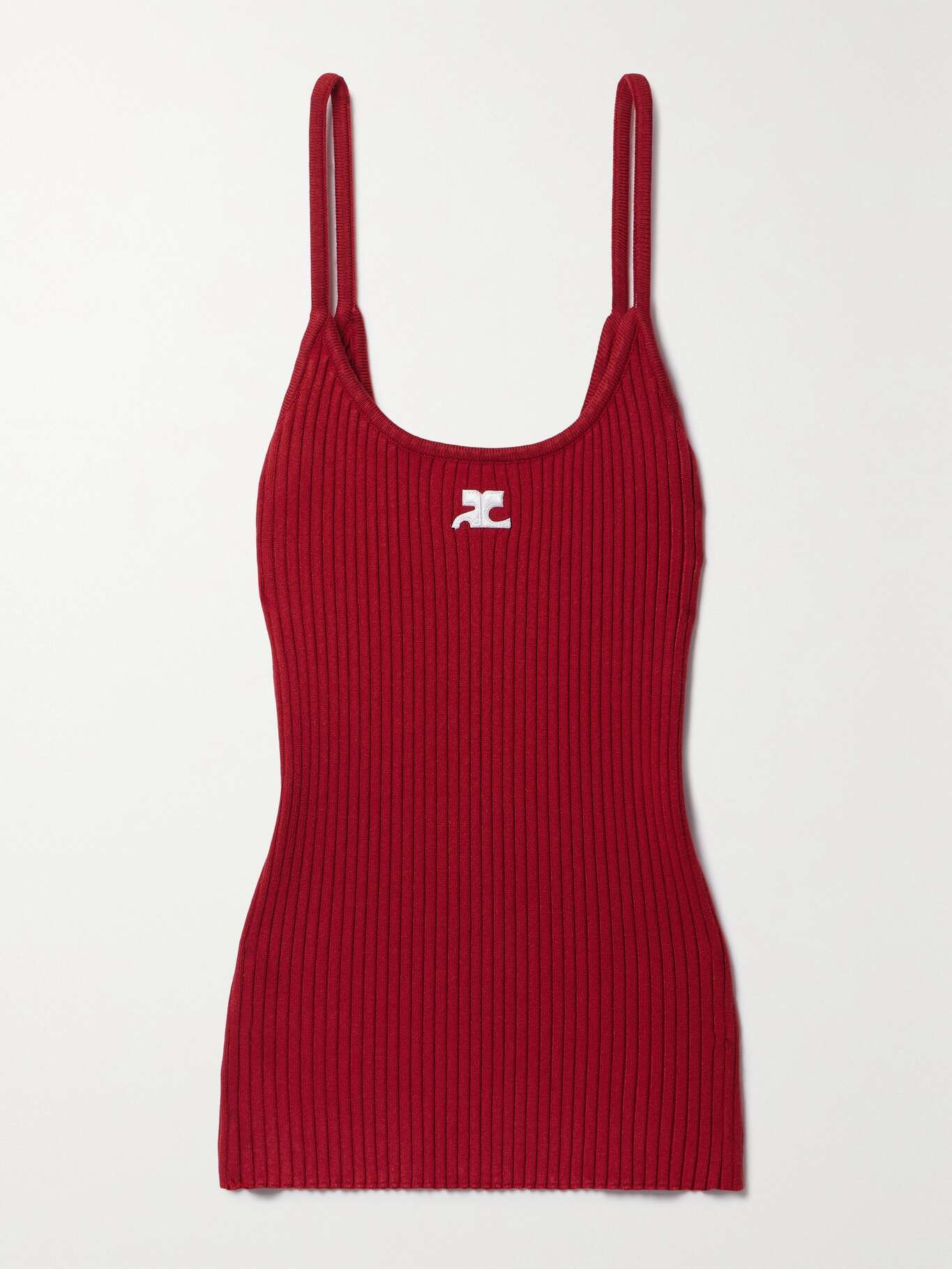 COURRÈGES Reedition appliquéd ribbed-knit tank | NET-A-PORTER