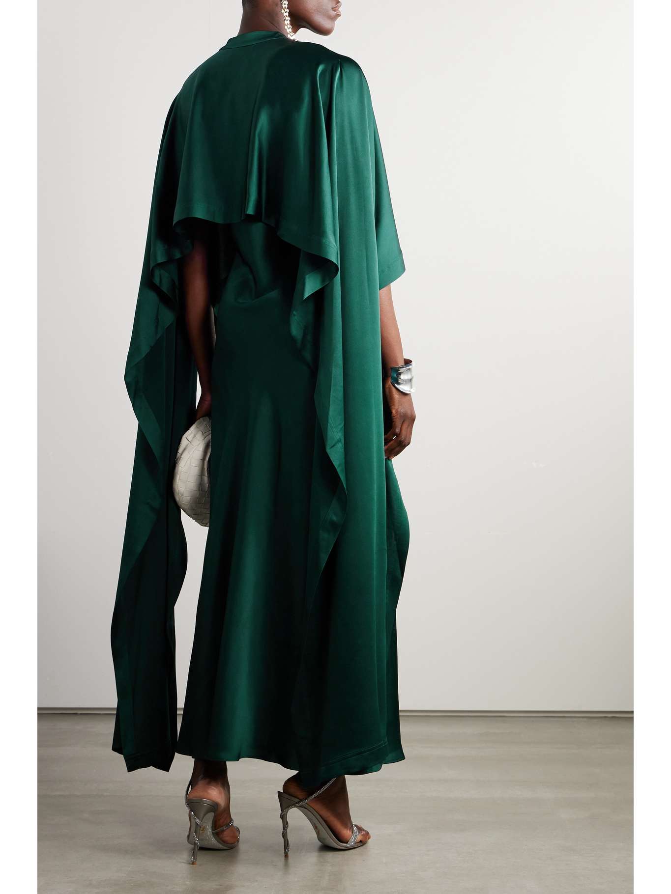 SIMKHAI Amory cape-effect draped satin gown | NET-A-PORTER