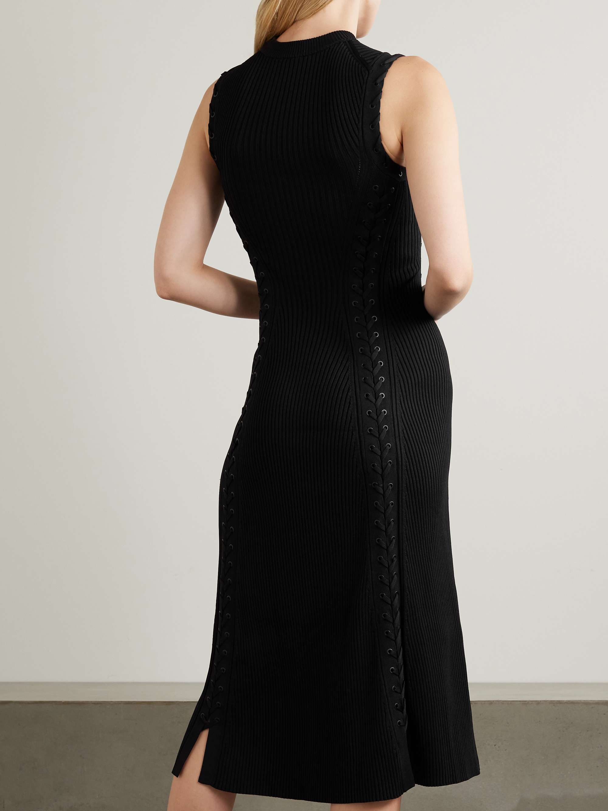 SIMKHAI Lorena lace-up ribbed-knit midi dress | NET-A-PORTER
