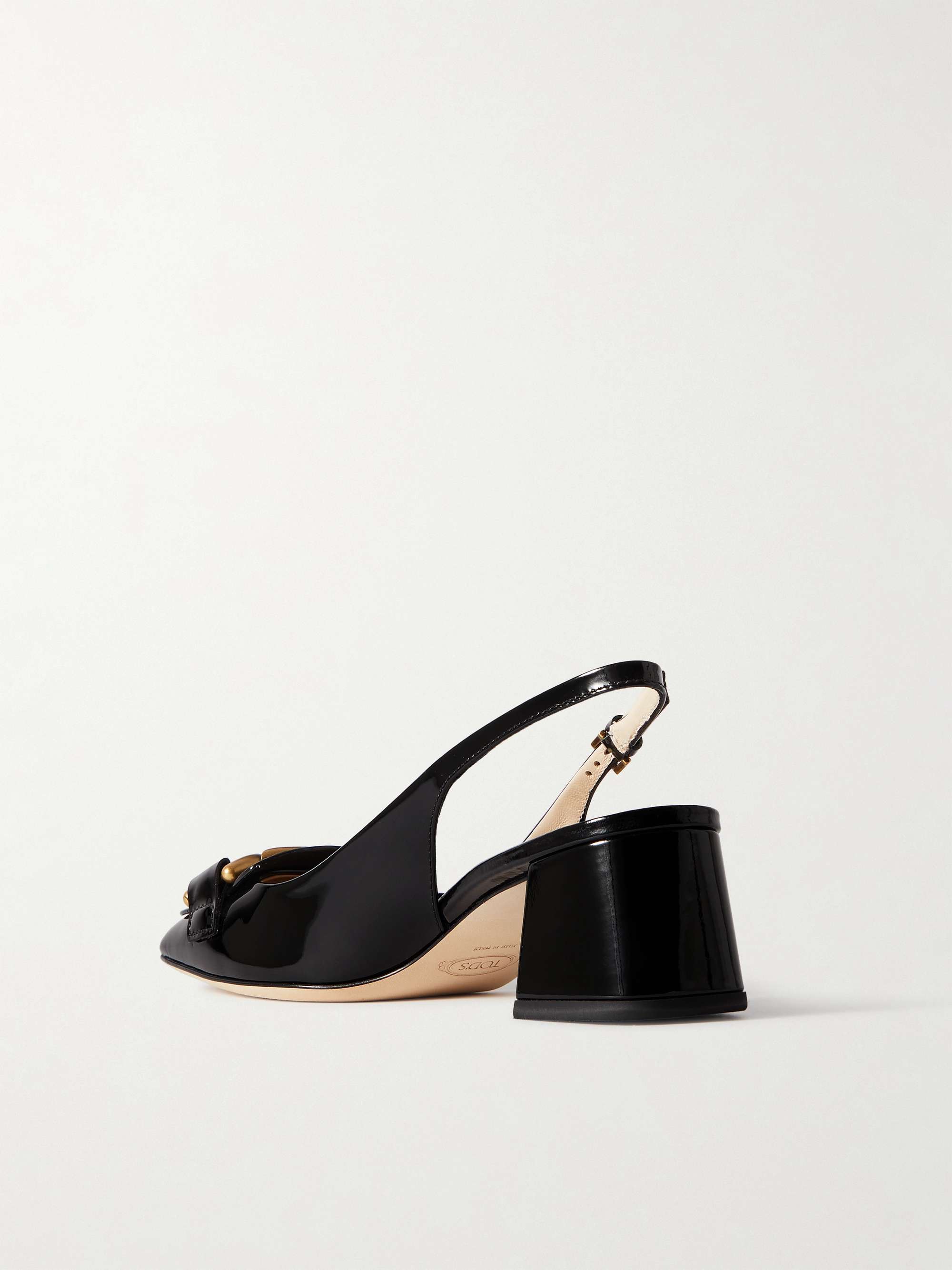 TOD'S Embellished pantent-leather slingback pumps | NET-A-PORTER