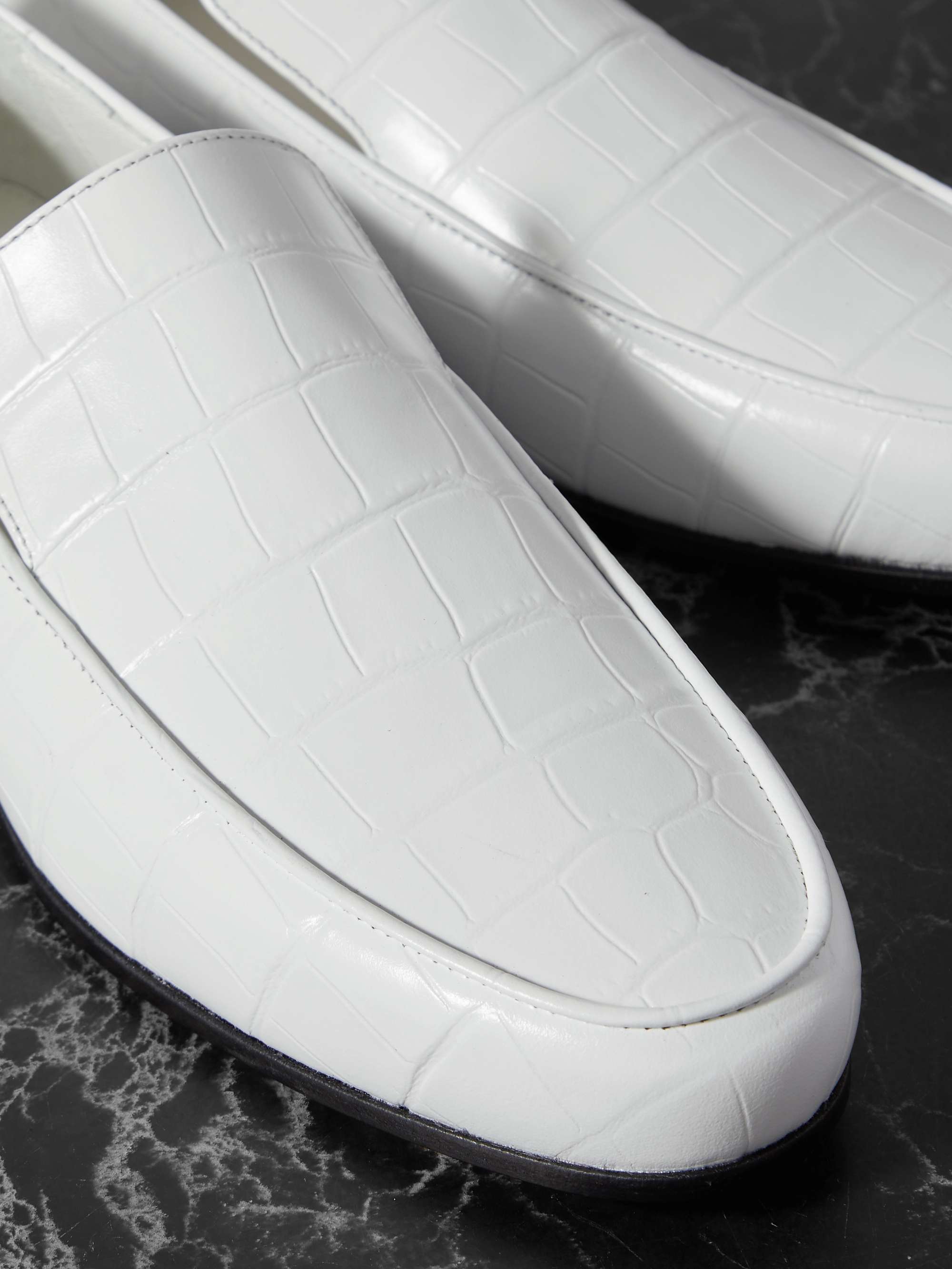 TOTEME + NET SUSTAIN The Croco Oval croc-effect leather loafers | NET-A ...