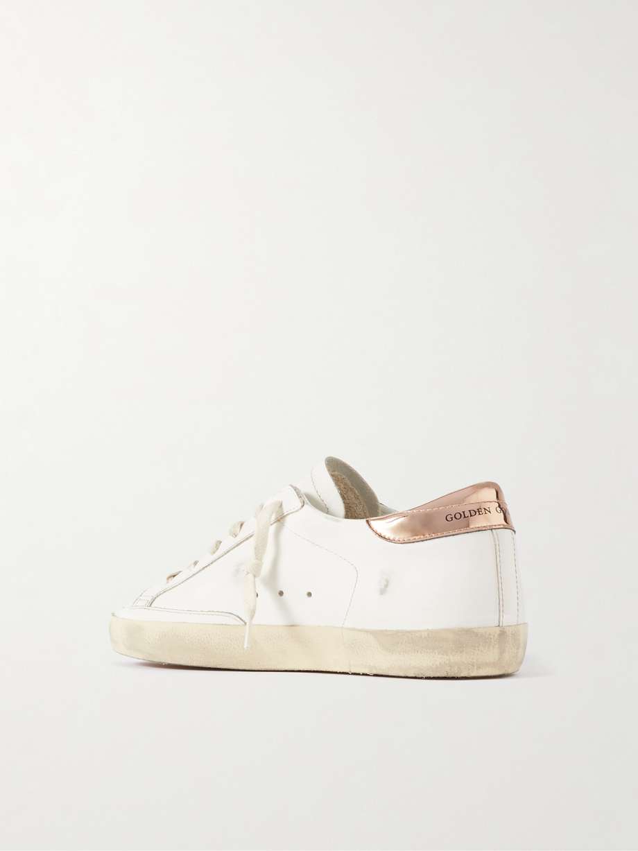 GOLDEN GOOSE Super-Star distressed glittered leather sneakers | NET-A ...