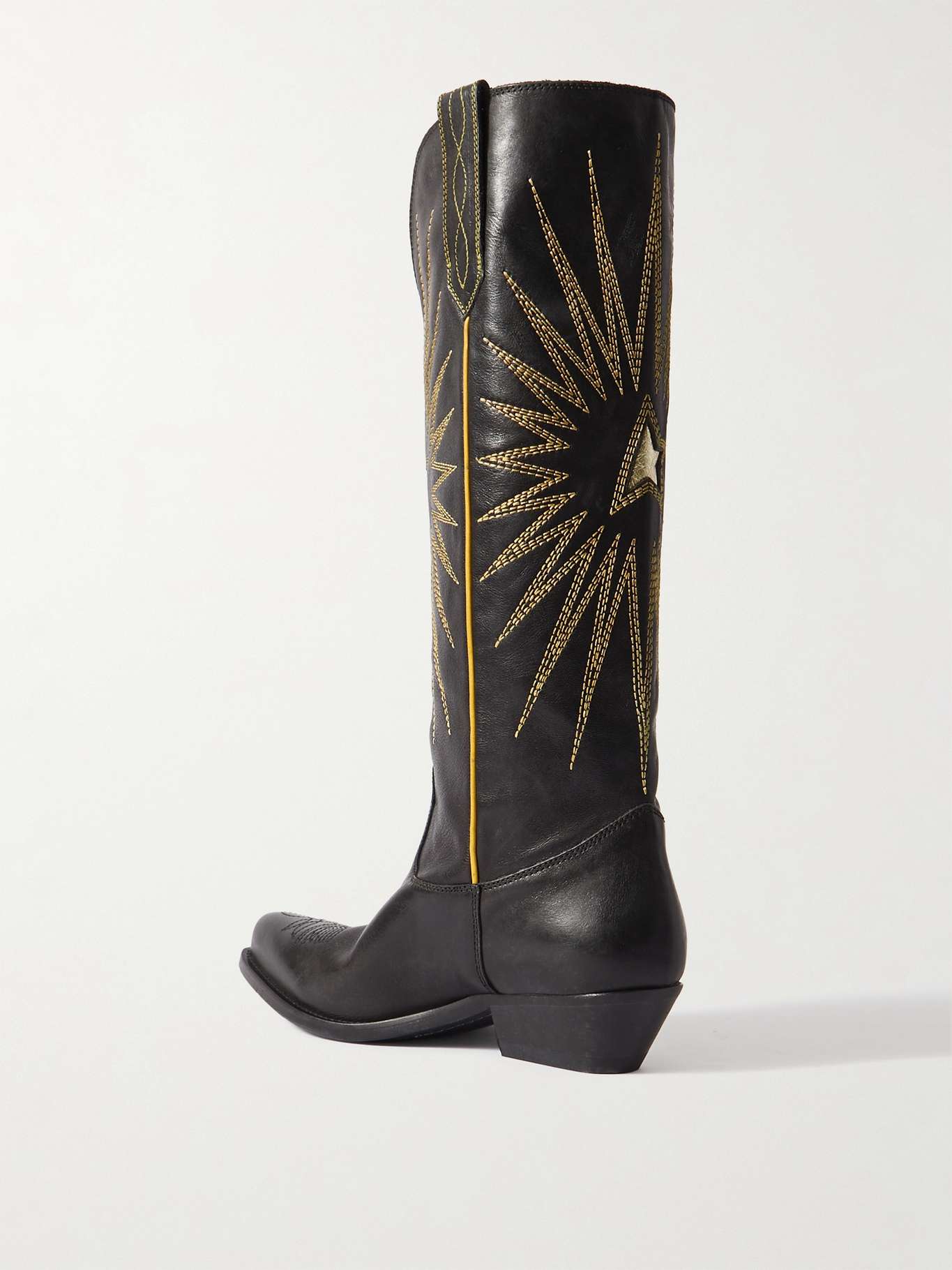 GOLDEN GOOSE Wish Star embroidered distressed leather cowboy boots ...