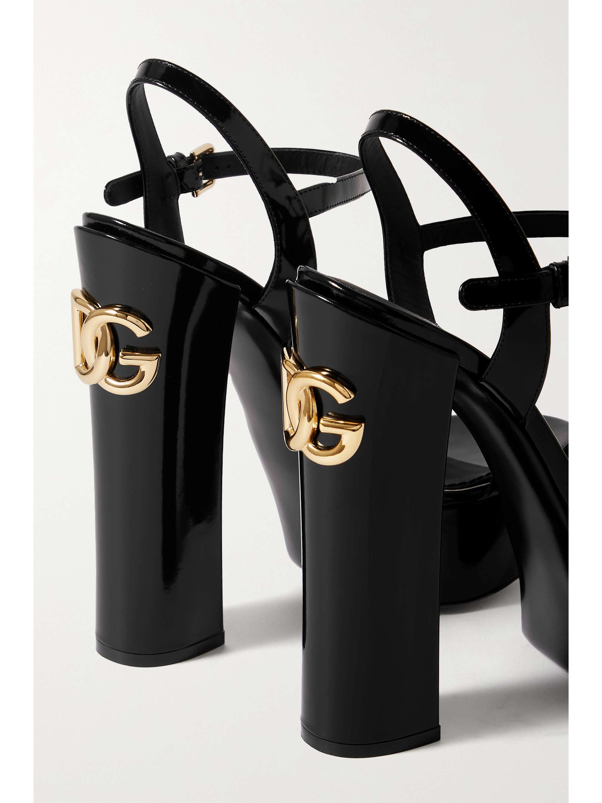 DOLCE&GABBANA Keira logo-embellished patent-leather platform sandals ...