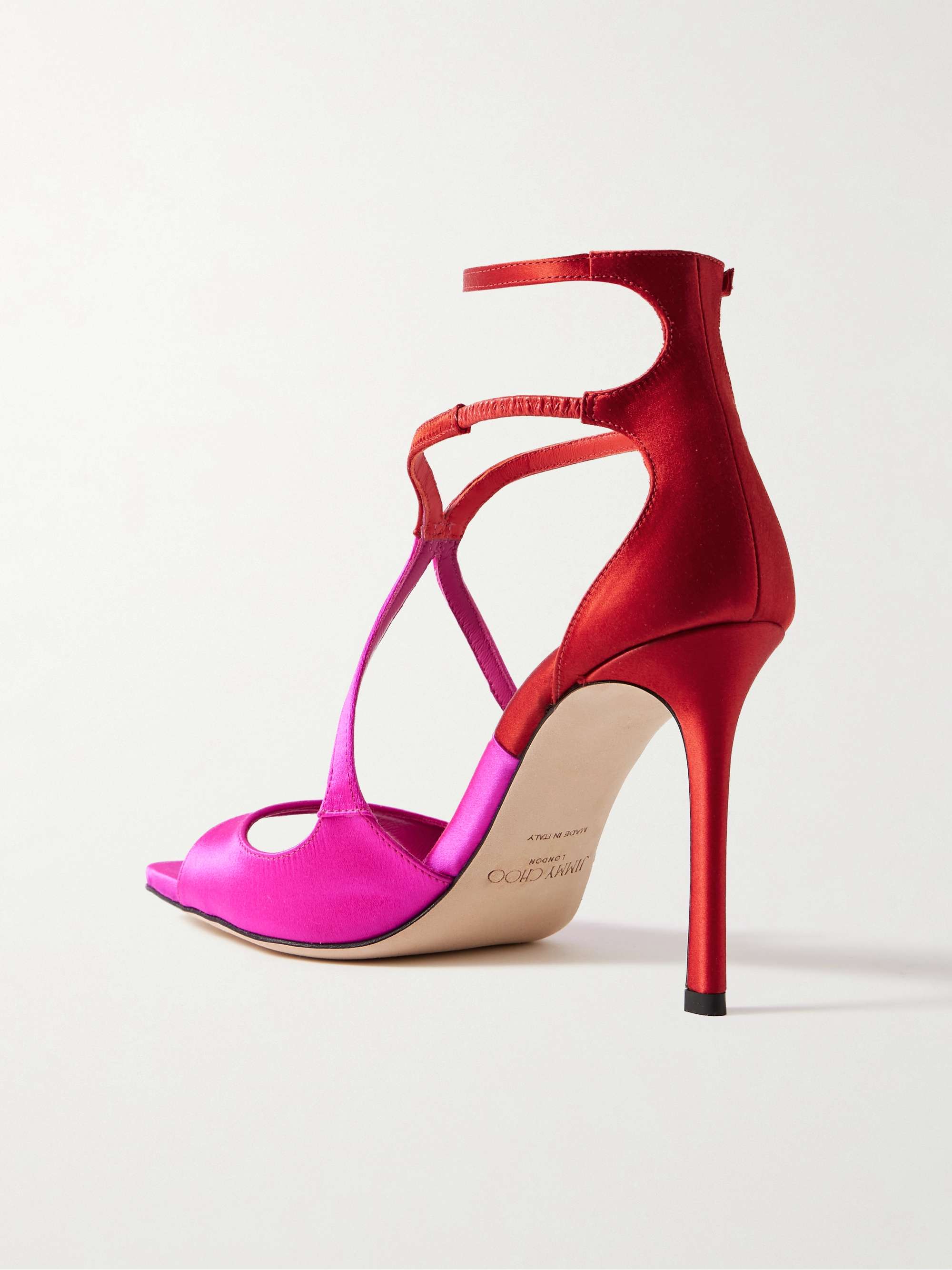 JIMMY CHOO Azia 95 two-tone satin sandals | NET-A-PORTER