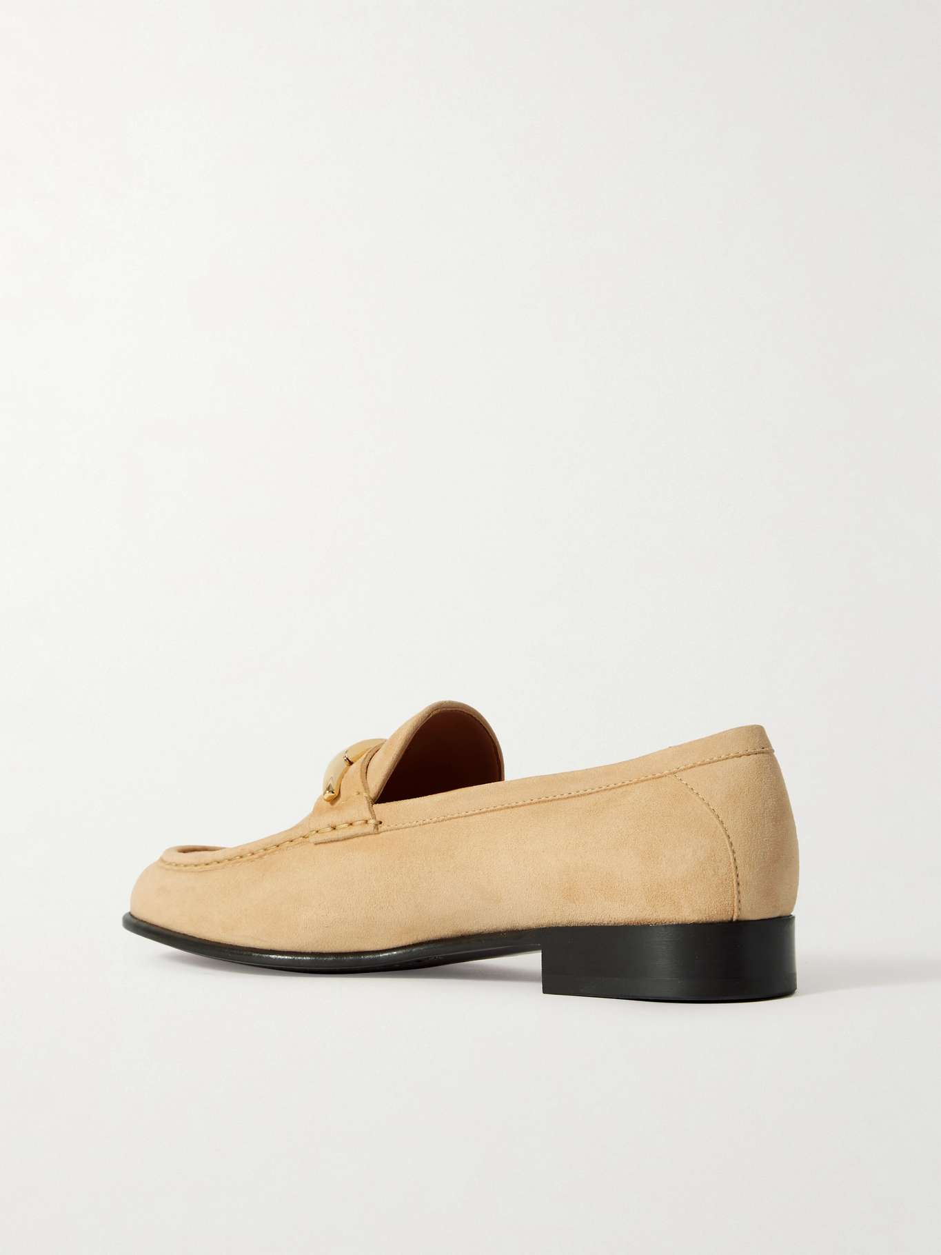 VALENTINO GARAVANI VLOGO Gate embellished suede loafers | NET-A-PORTER