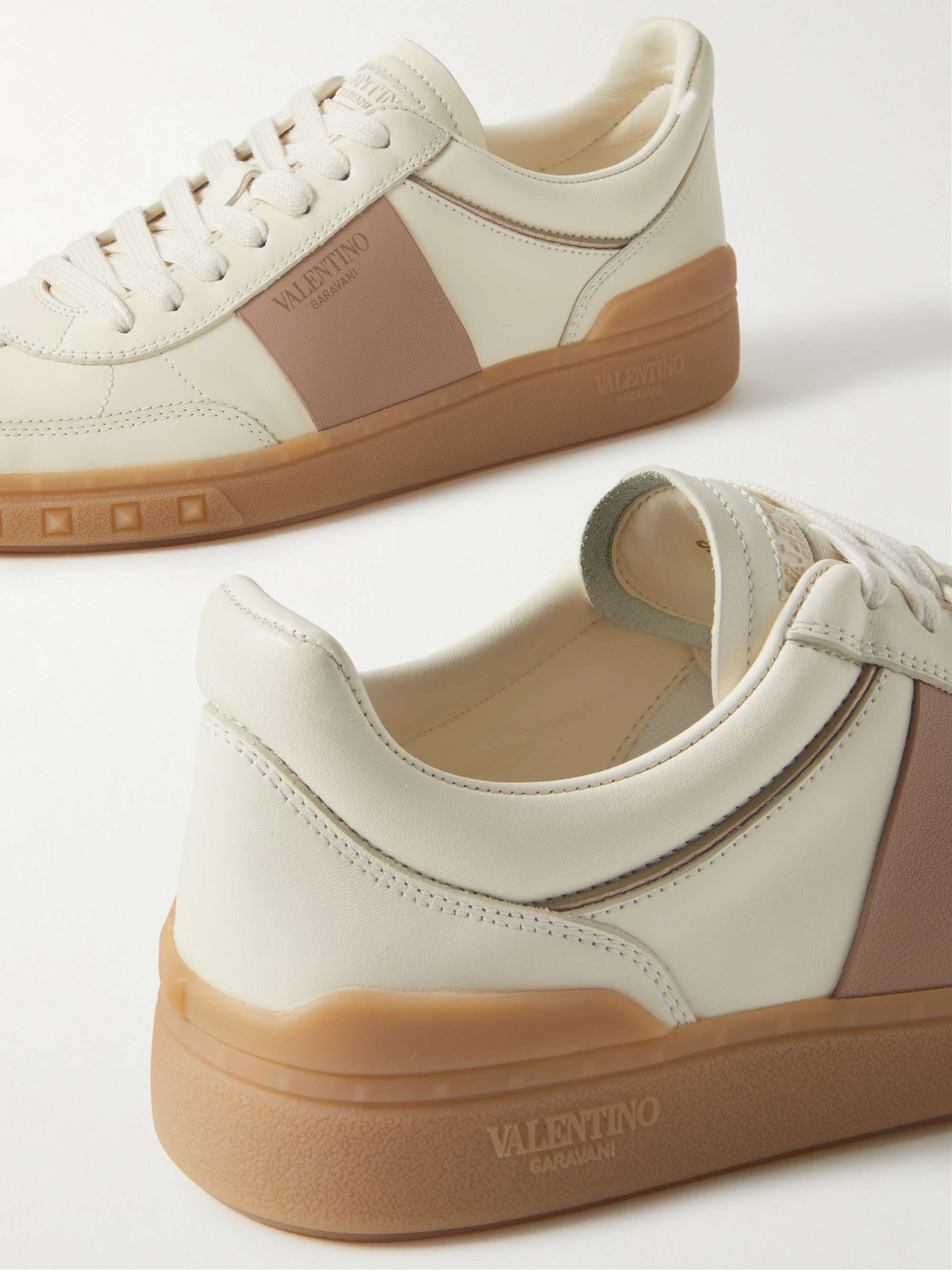 VALENTINO GARAVANI Two-tone leather sneakers | NET-A-PORTER