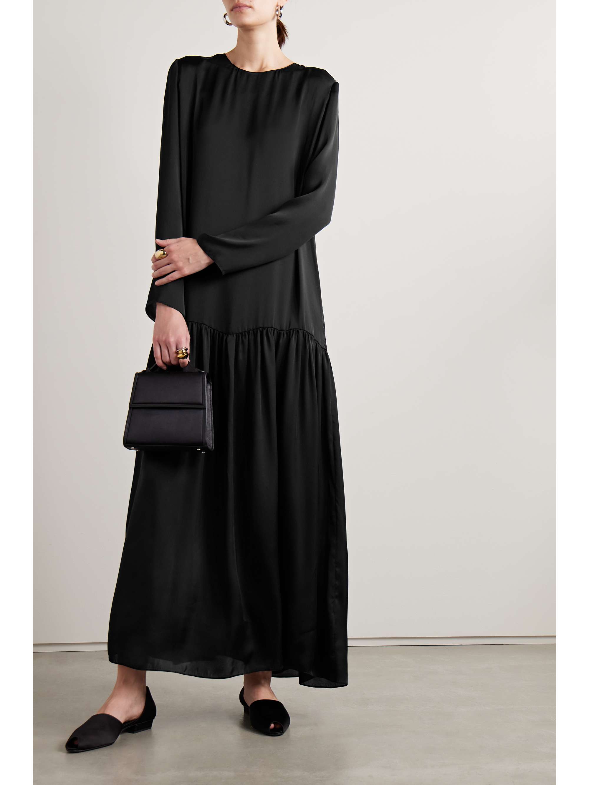 VERONICA DE PIANTE Olivia gathered silk-satin maxi dress | NET-A-PORTER