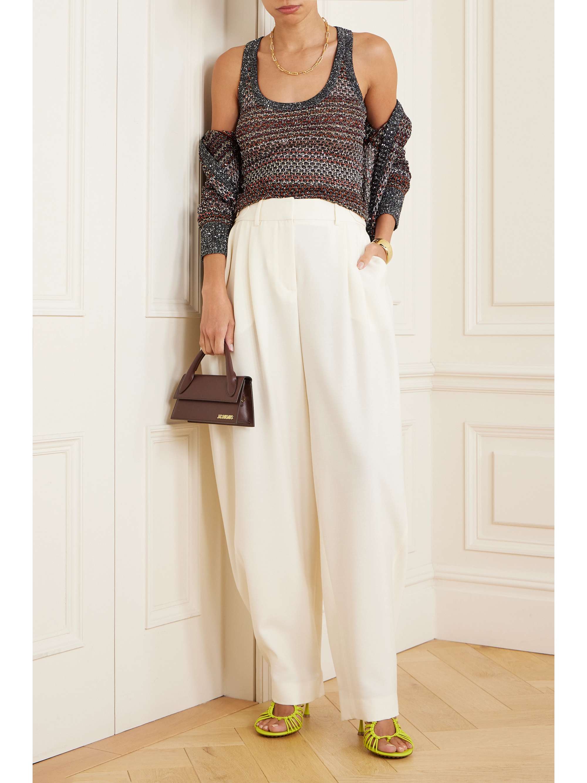 MISSONI Striped sequined metallic crochet-knit tank | NET-A-PORTER