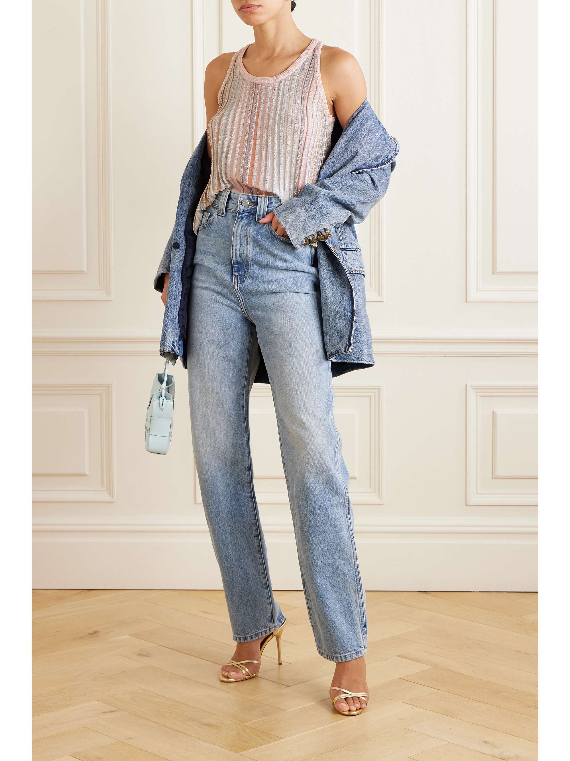 MISSONI Sequin-embellished striped metallic ribbed-knit tank | NET-A-PORTER