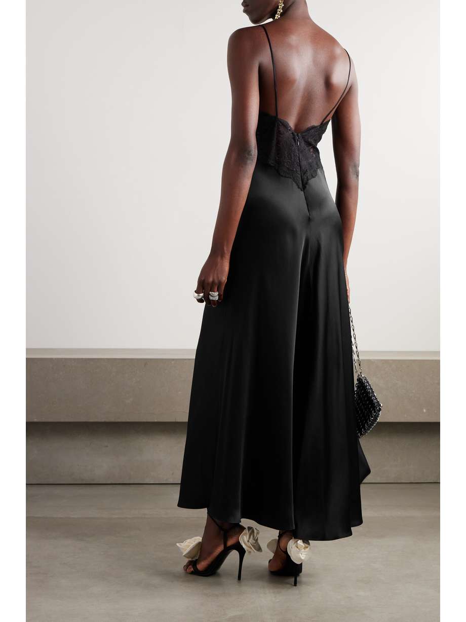 RODARTE Silk-satin and cotton-blend lace maxi dress | NET-A-PORTER