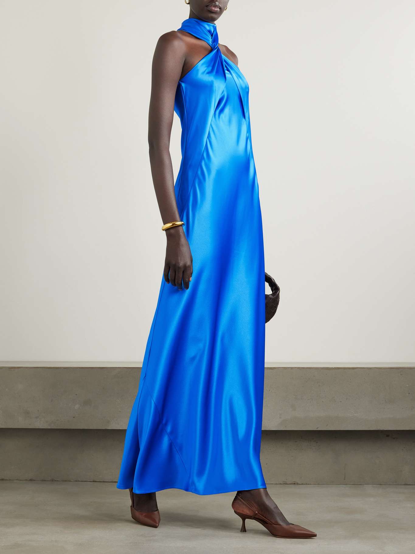 GALVAN Portico satin halterneck gown | NET-A-PORTER