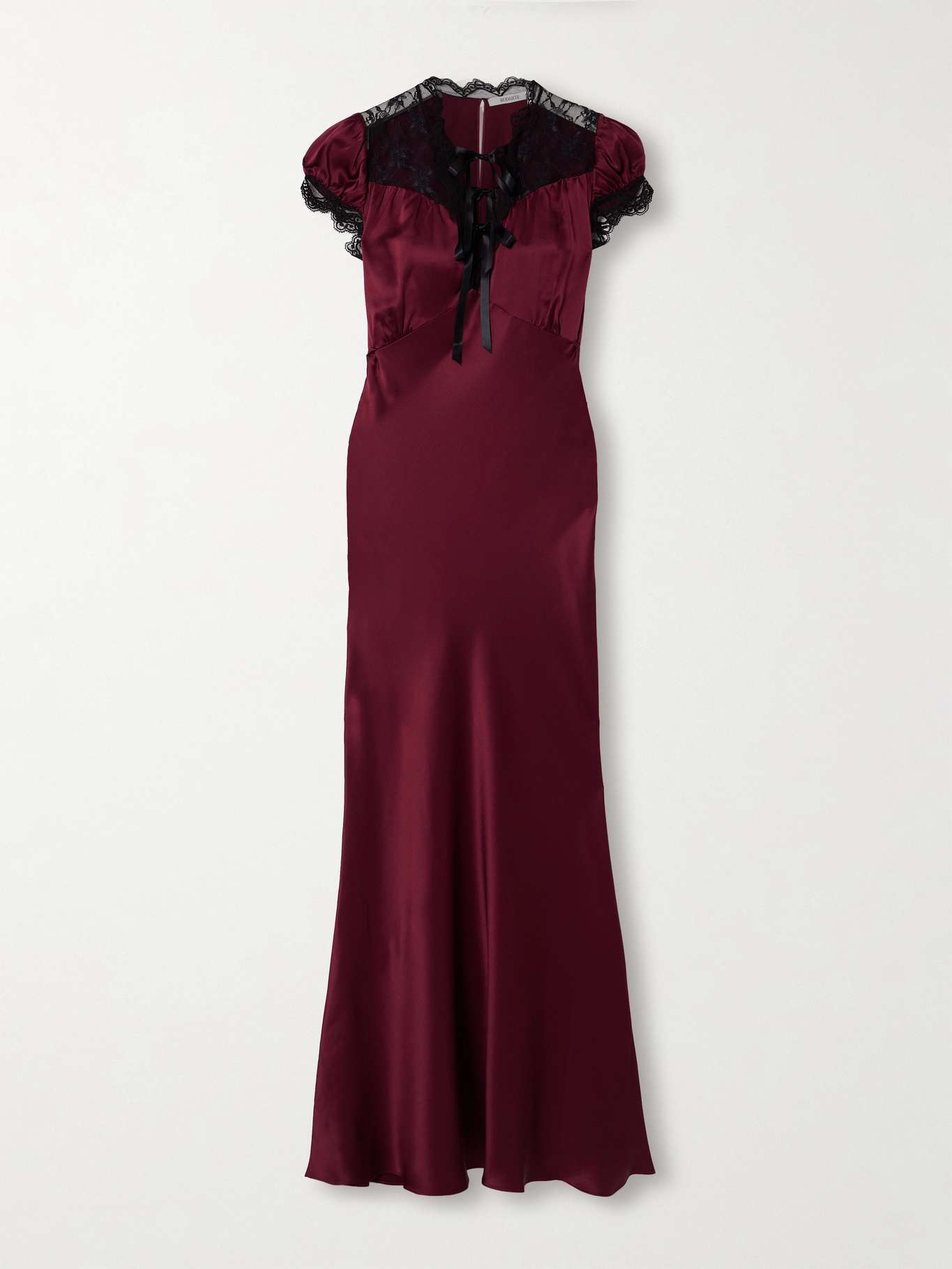 RODARTE Lace-trimmed silk-satin midi dress | NET-A-PORTER