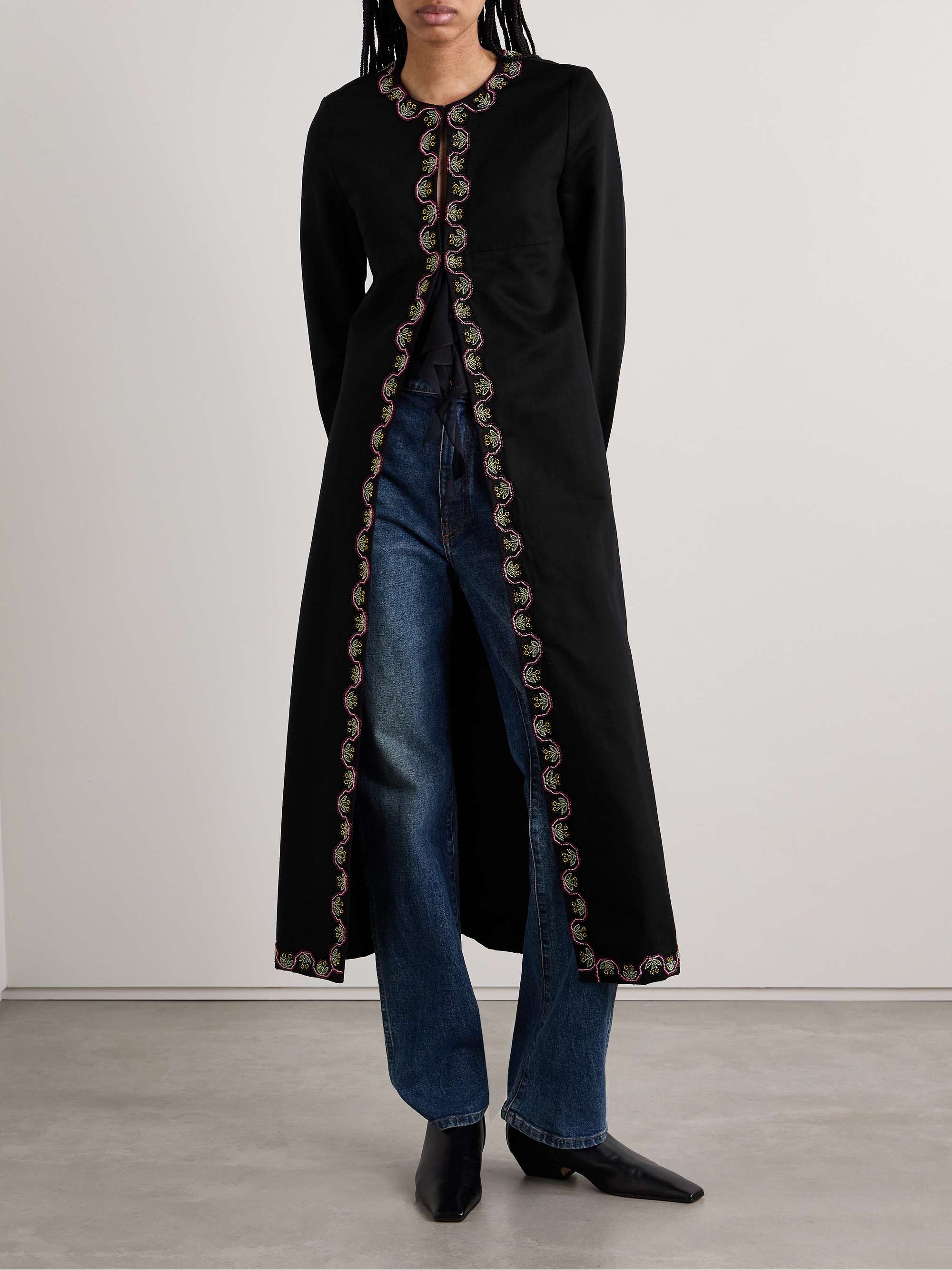 BODE Border Garden bead-embellished cotton-faille coat | NET-A-PORTER