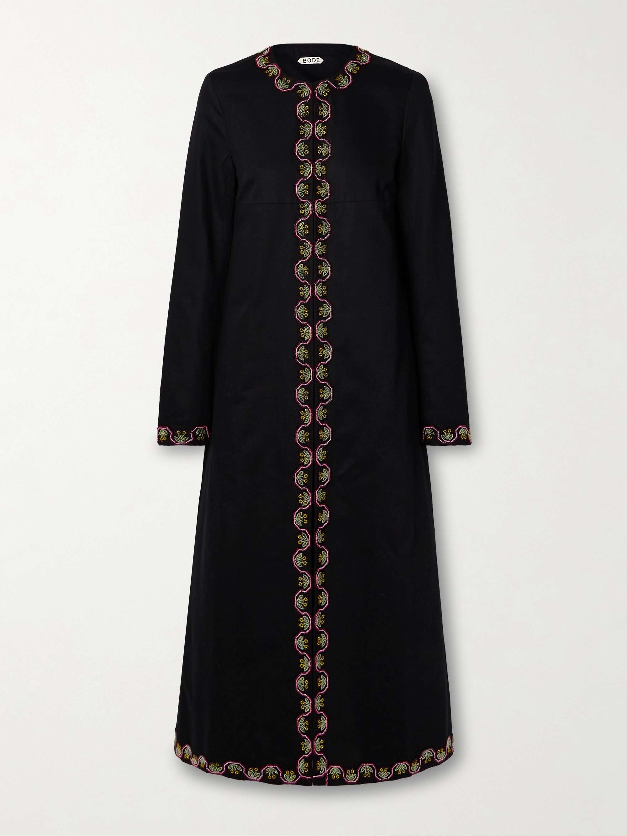 BODE Border Garden bead-embellished cotton-faille coat | NET-A-PORTER