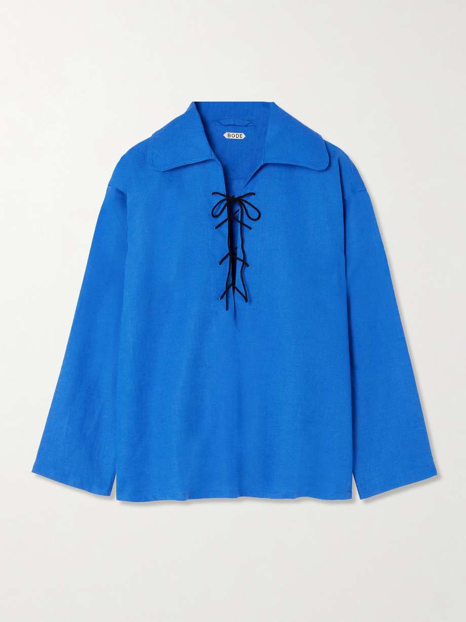 BODE Bonnie rope-trimmed linen and cotton-blend shirt | NET-A-PORTER