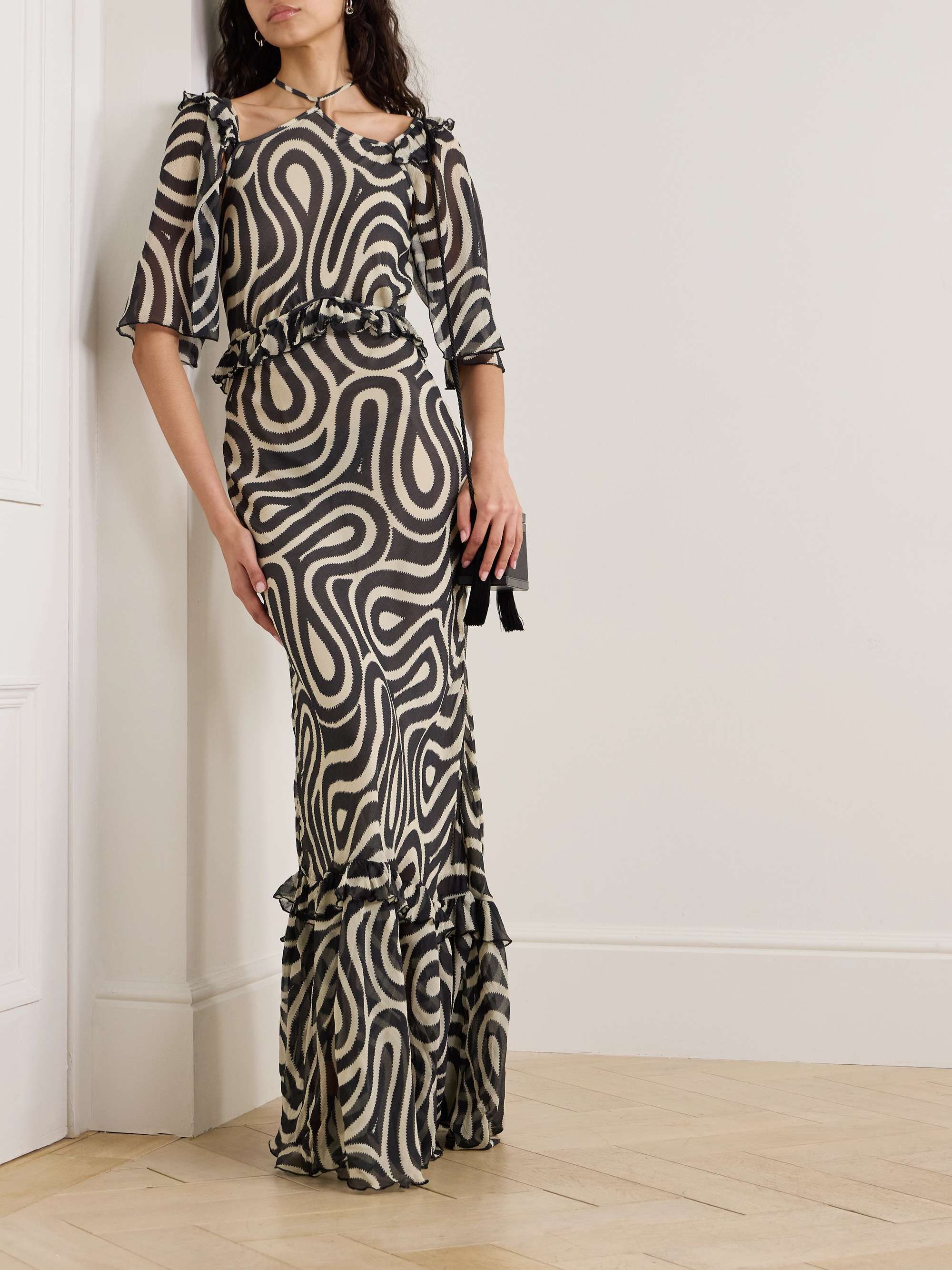 BODE Comber ruffled printed silk-chiffon maxi dress | NET-A-PORTER