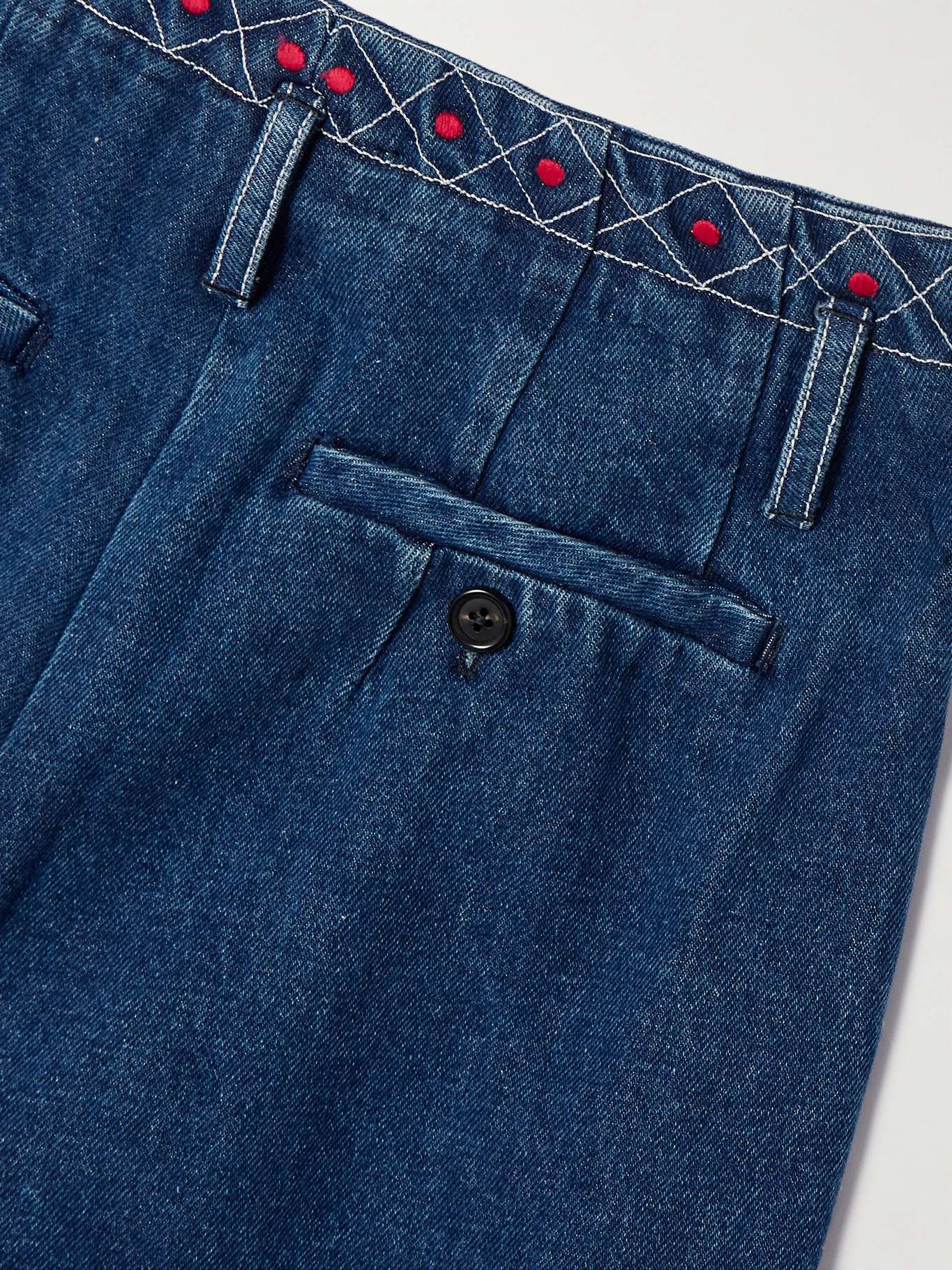 BODE Murray high-rise pleated embroidered wide-leg jeans | NET-A-PORTER