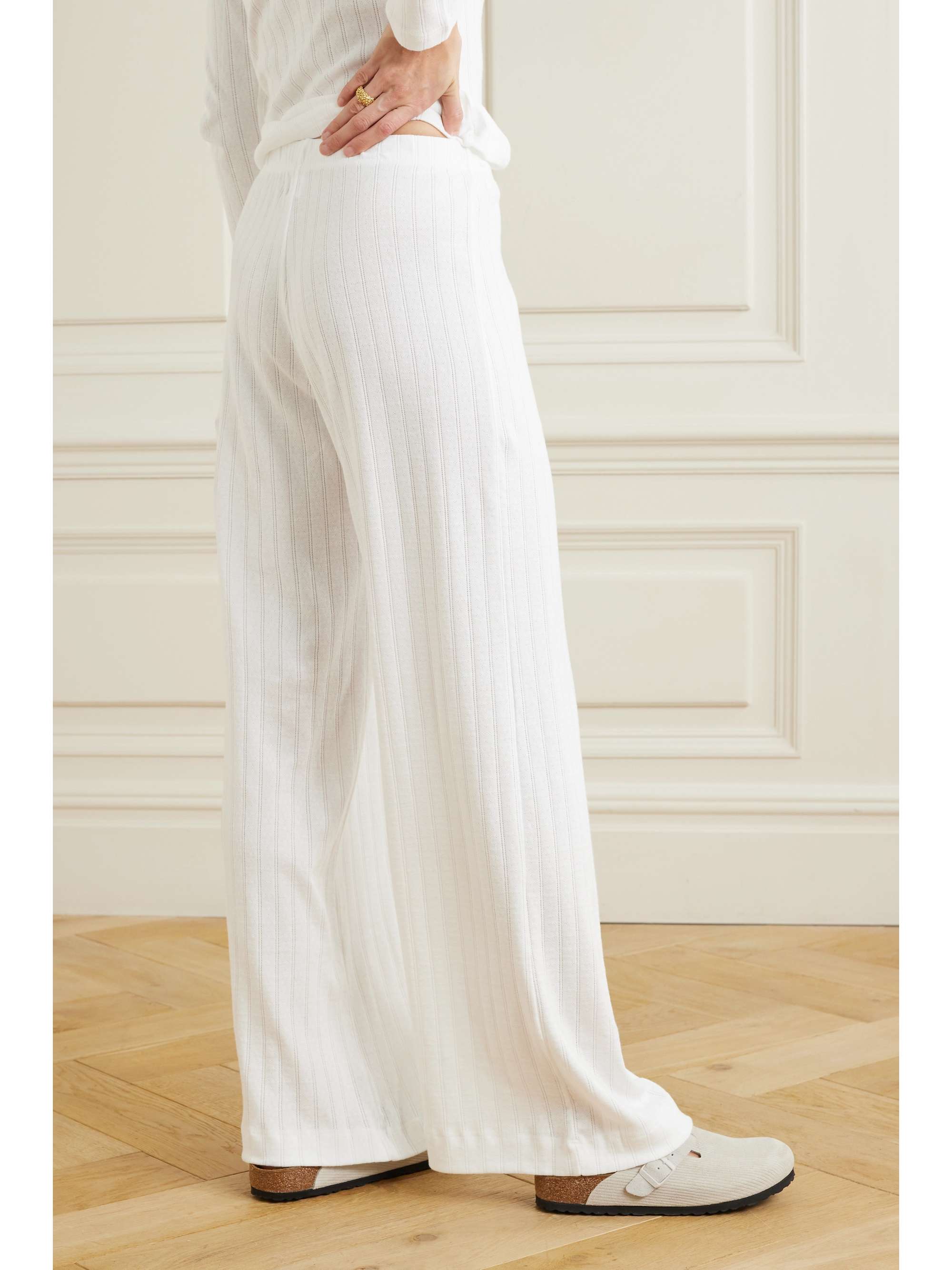 LESET Boxer pointelle-knit cotton pants | NET-A-PORTER