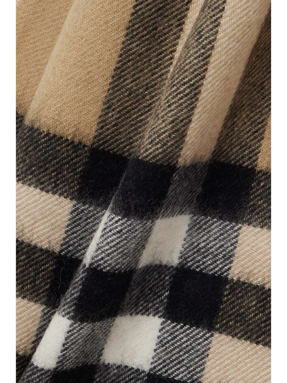 BURBERRY Fringed checked cashmere scarf | NET-A-PORTER