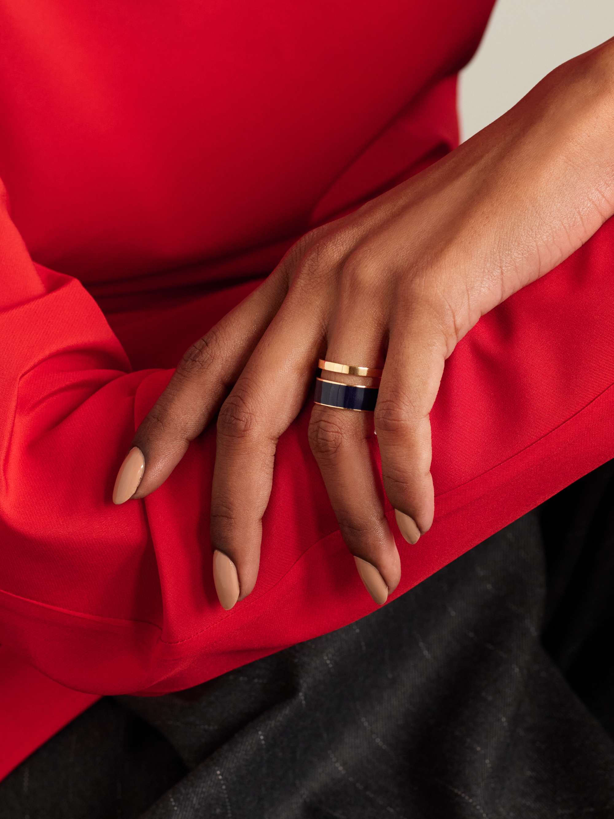 REPOSSI Berbere 18-karat rose gold and lacquer ring | NET-A-PORTER