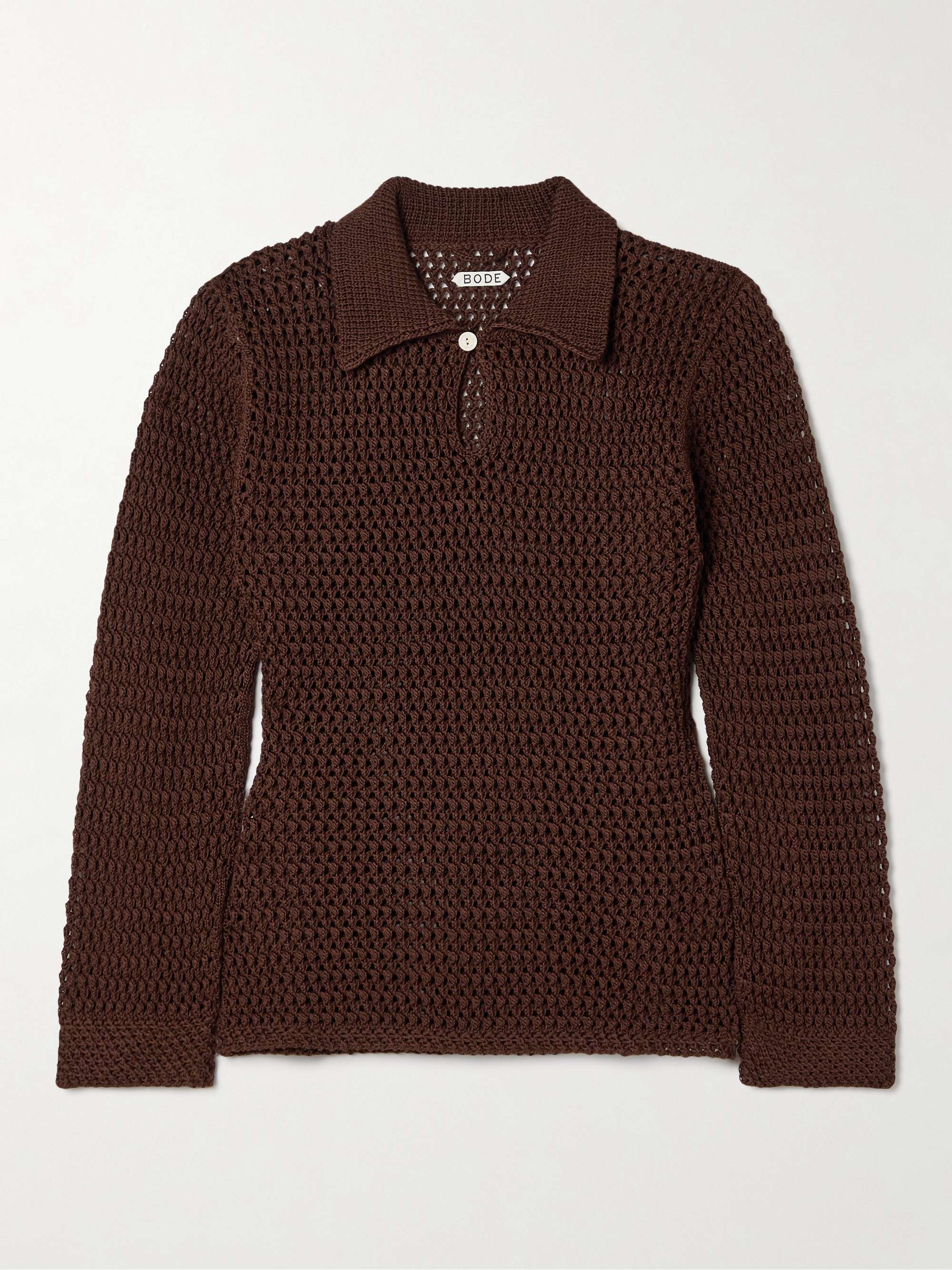 BODE Willows crocheted cotton polo shirt | NET-A-PORTER